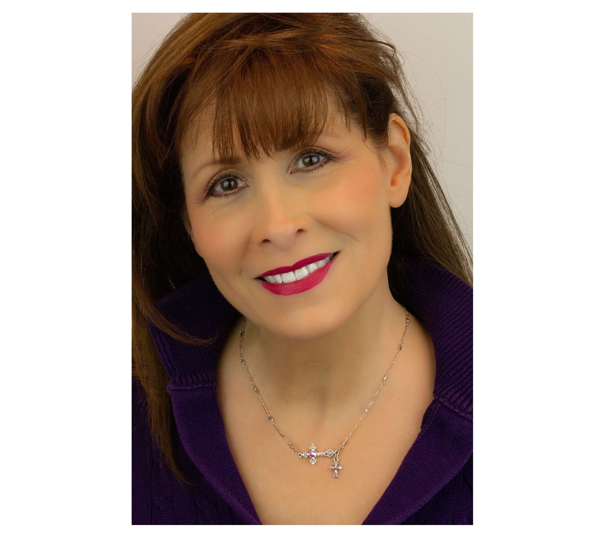 Anne Koplik Iridescent Crystal Side Cross & Dangle Necklace - QVC.com