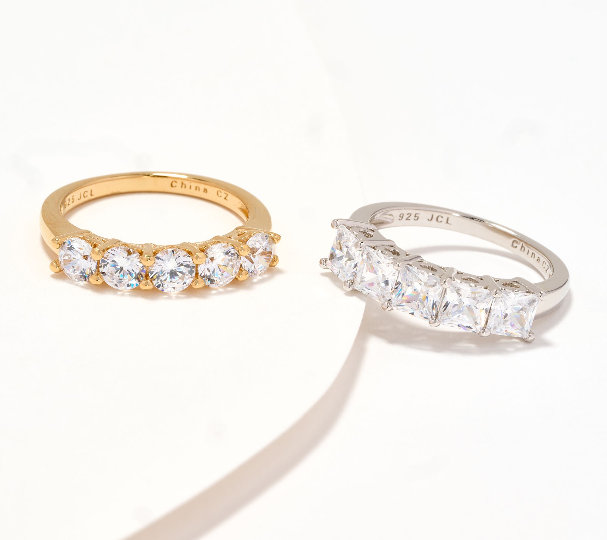 Diamonique Classics Choice of Cut 5-Stone Band Ring, SS - QVC.com