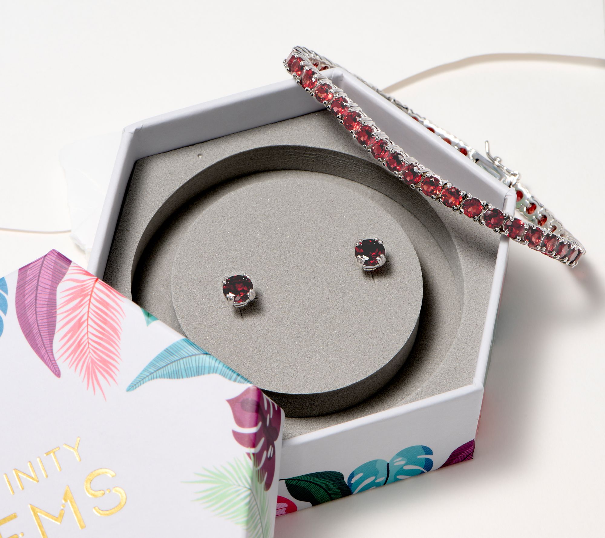 "As Is" Affinity Gems Round Gemstone Bracelet & Stud Earrings, SS - QVC.com