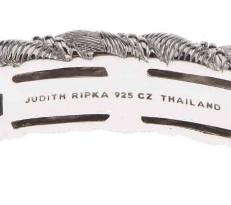 Judith Ripka Sterling Textured and Diamonique Hinged Cuff - QVC.com