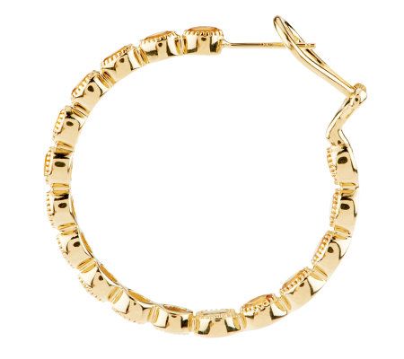 Erica Courtney Gemstone Holly Hoops, Sterling or 14K Gold Clad - QVC.com