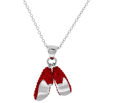 Wizard of Oz Sterling Crystal Ruby Slippers Pendant, Boxed - QVC.com