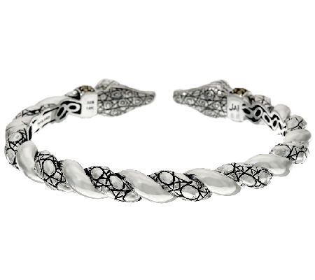 JAI Sterling & 14K Marcasite Double Head Croco Cuff - QVC.com