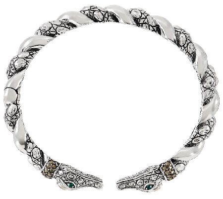 JAI Sterling & 14K Marcasite Double Head Croco Cuff - QVC.com