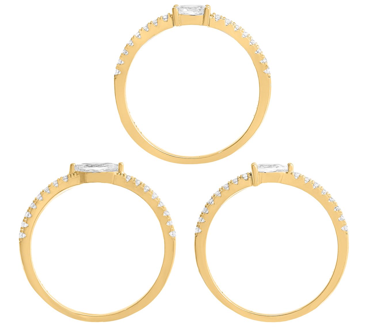 Diamonique 0.95 cttw Stackable Ring Set, 14K Gold Plated - QVC.com