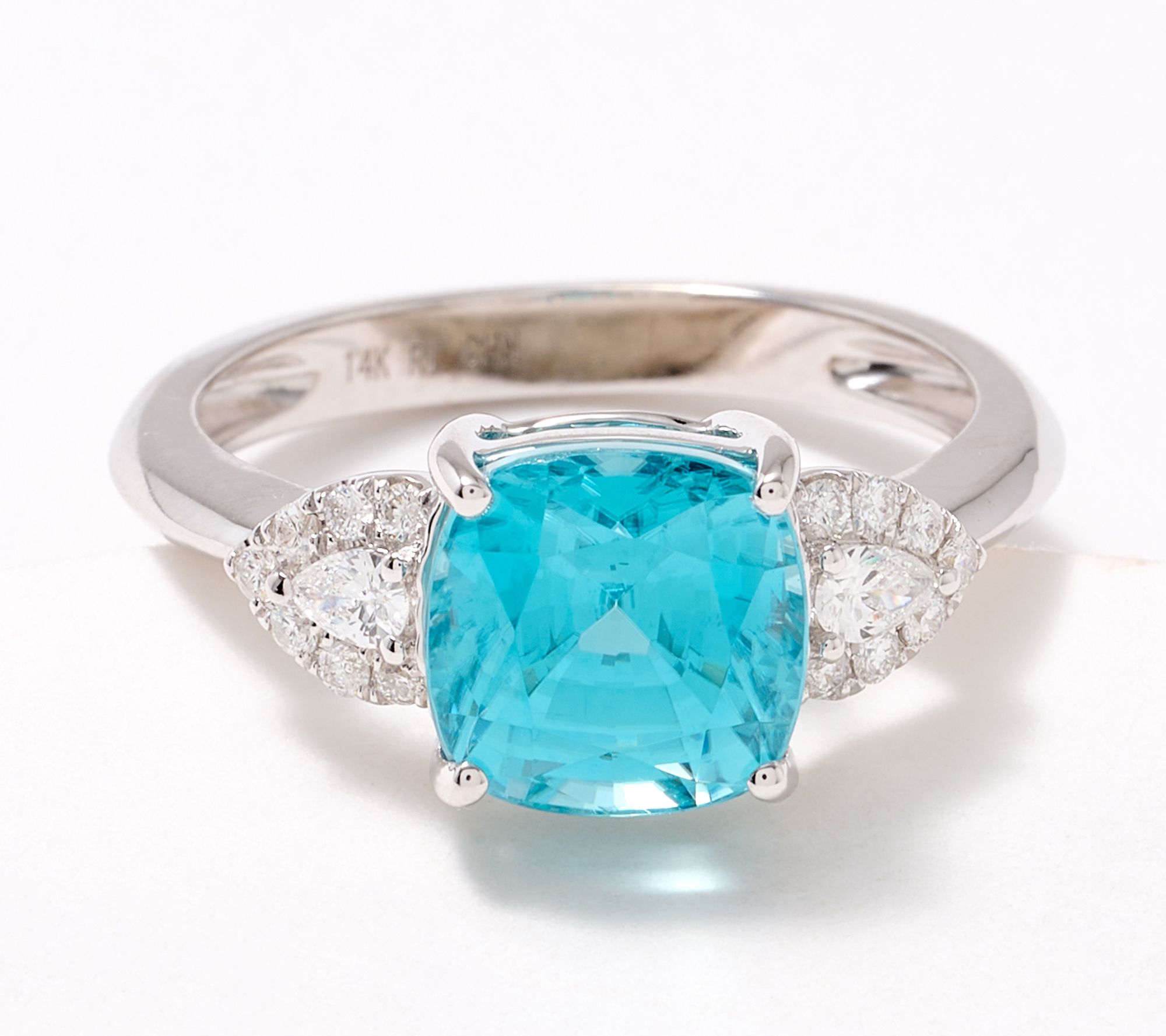 "As Is"Affinity Gems Cushion Cut Blue Zircon Exotic Gemstone Ring, 14K ...
