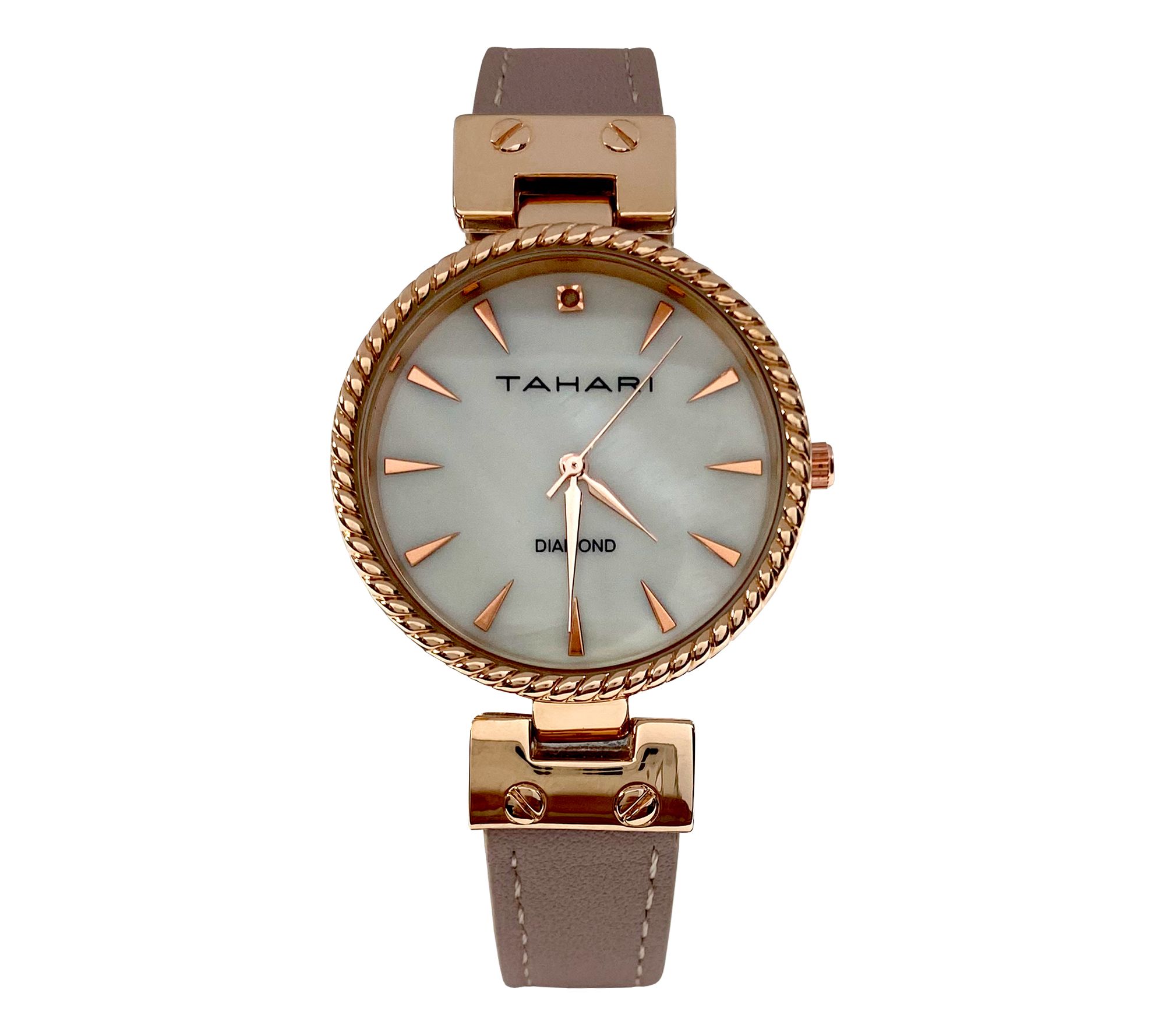 Tahari Women's Rosetone Stainless Diamond Accent Watch - QVC.com