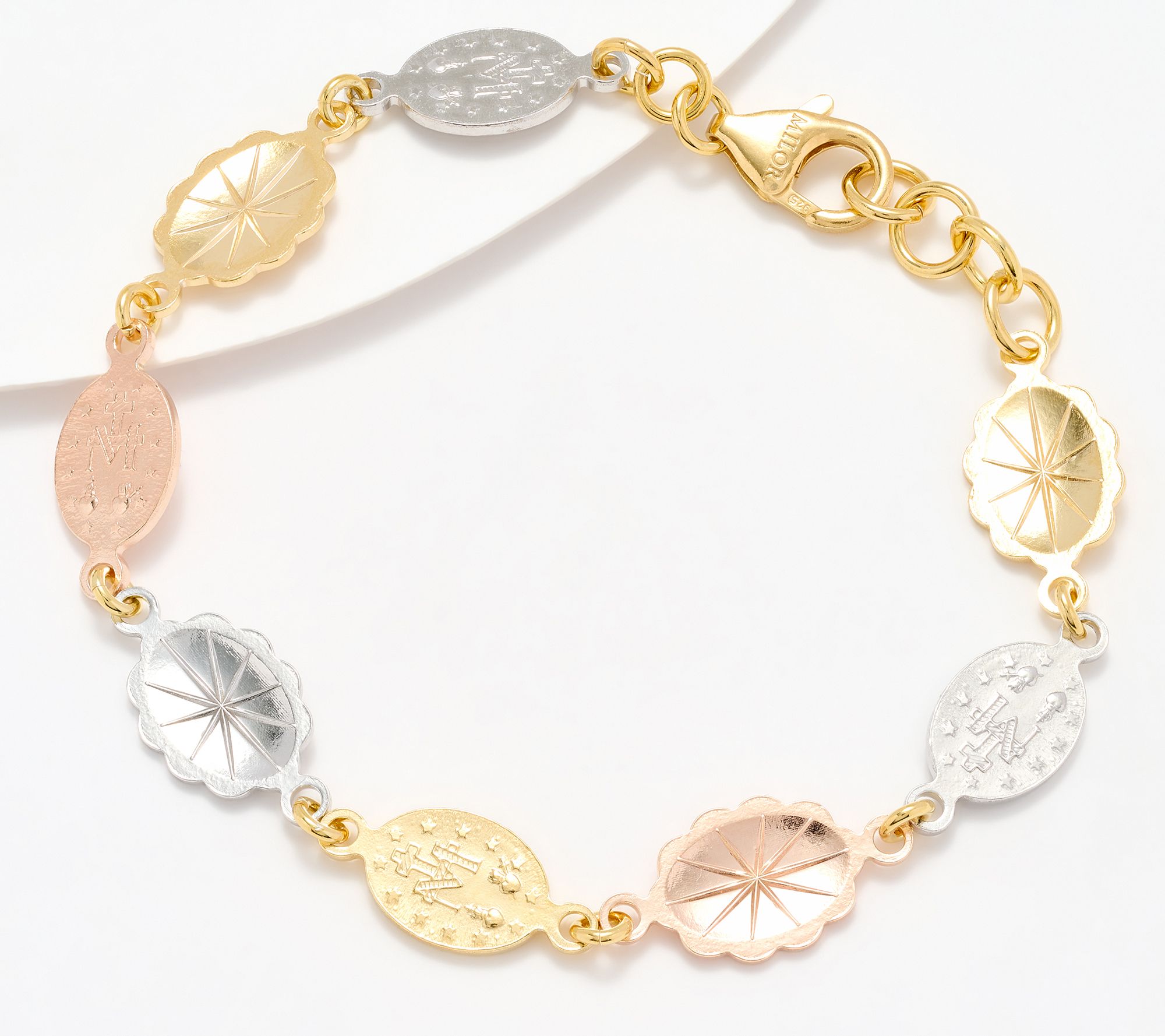 David Markstein Sterling Religious Medallion Line Bracelet - QVC.com