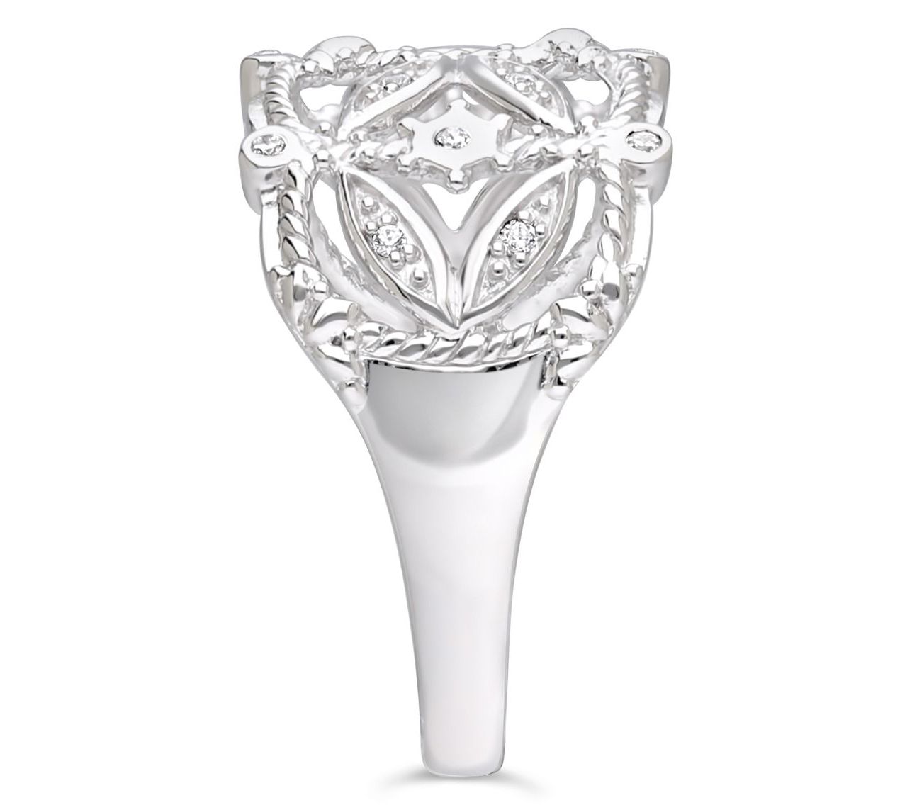 Ariva Sterling Silver Diamonique Gilded Open Band Ring - QVC.com