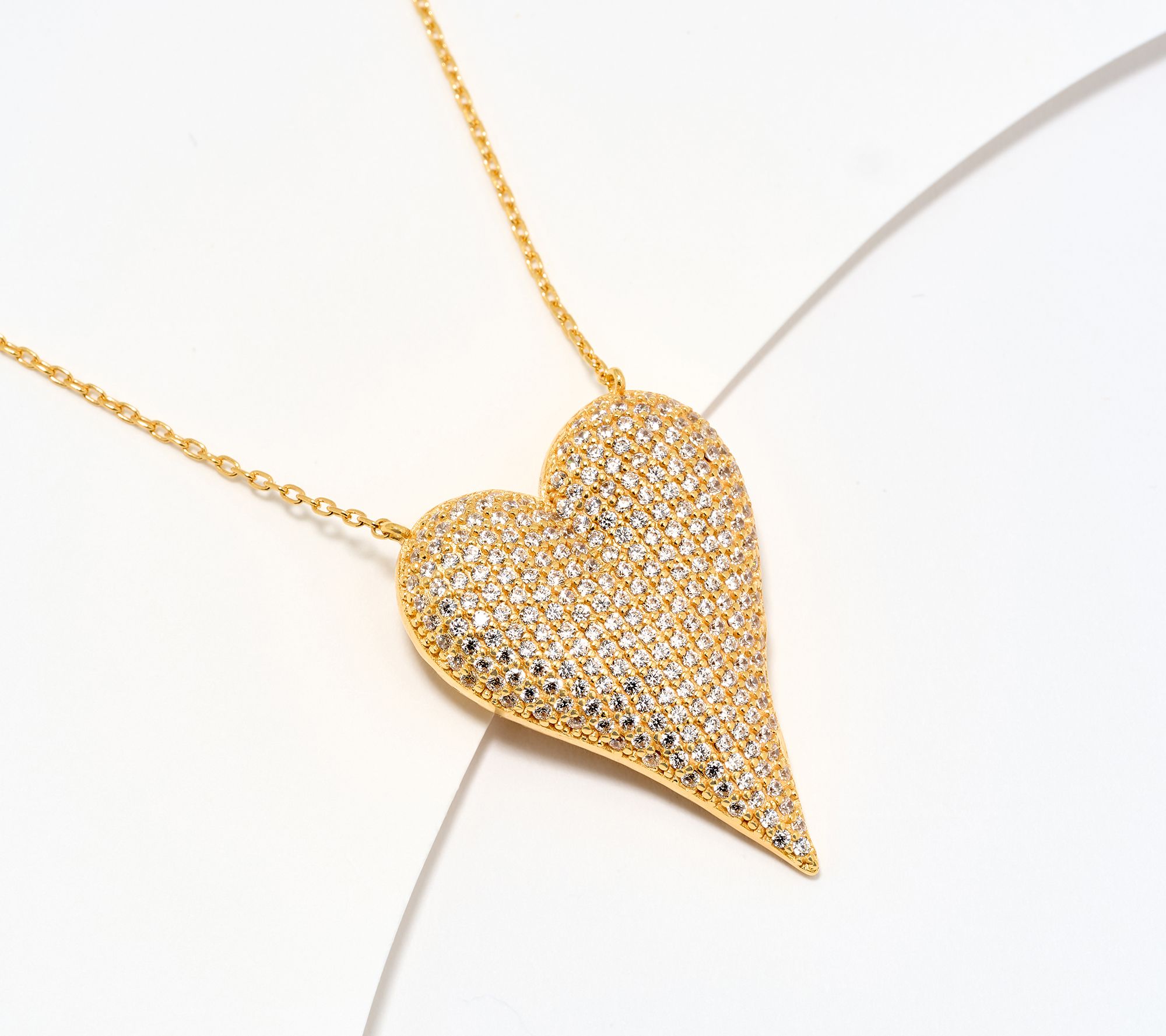 Diamonique x Jennifer Miller Puffy Elongated Heart Necklace, Sterling ...