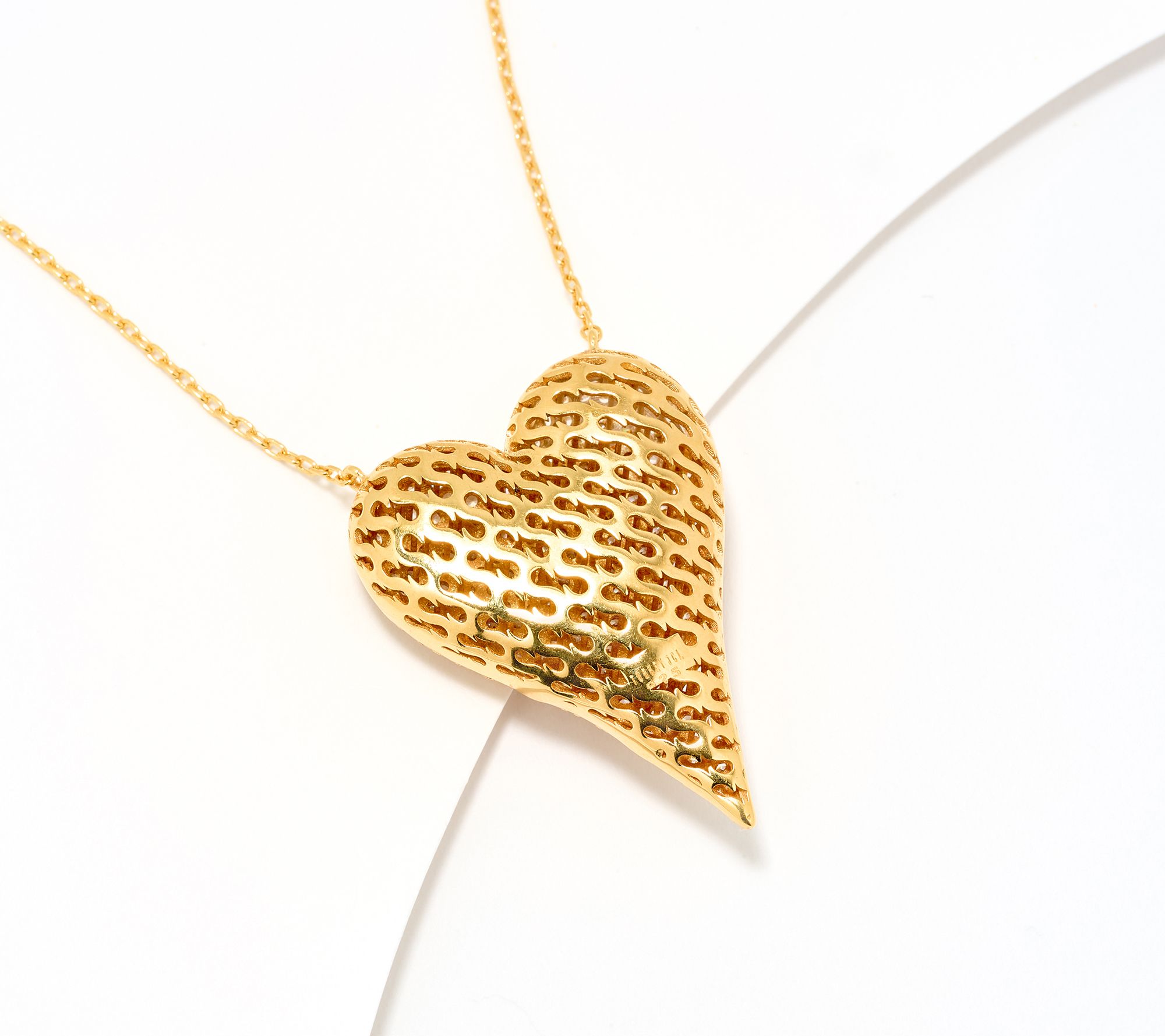Diamonique x Jennifer Miller Puffy Elongated Heart Necklace, Sterling ...