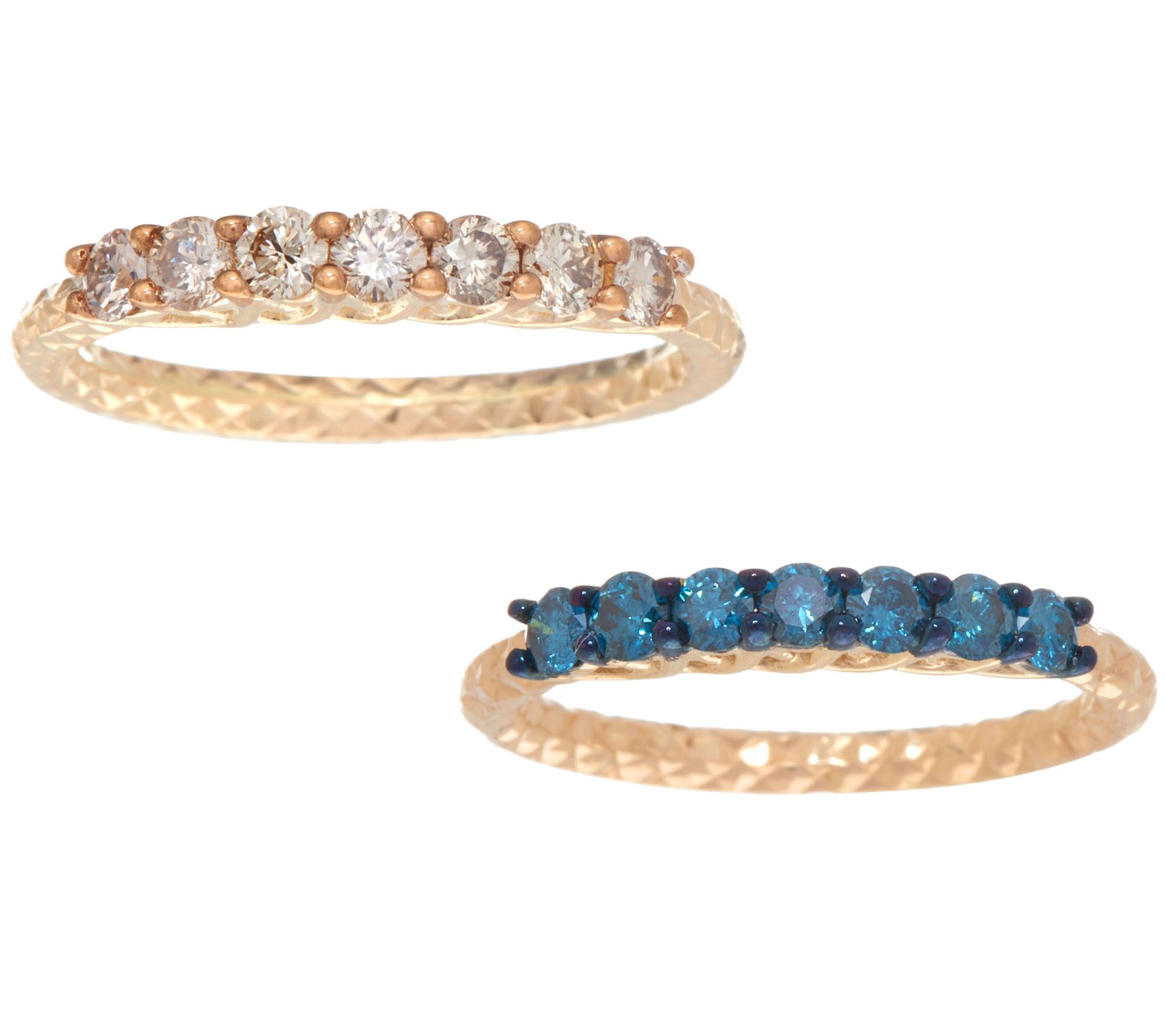 7-Stone Colored Diamond Ring 14K Gold 1/2 cttw by Affinity - QVC.com