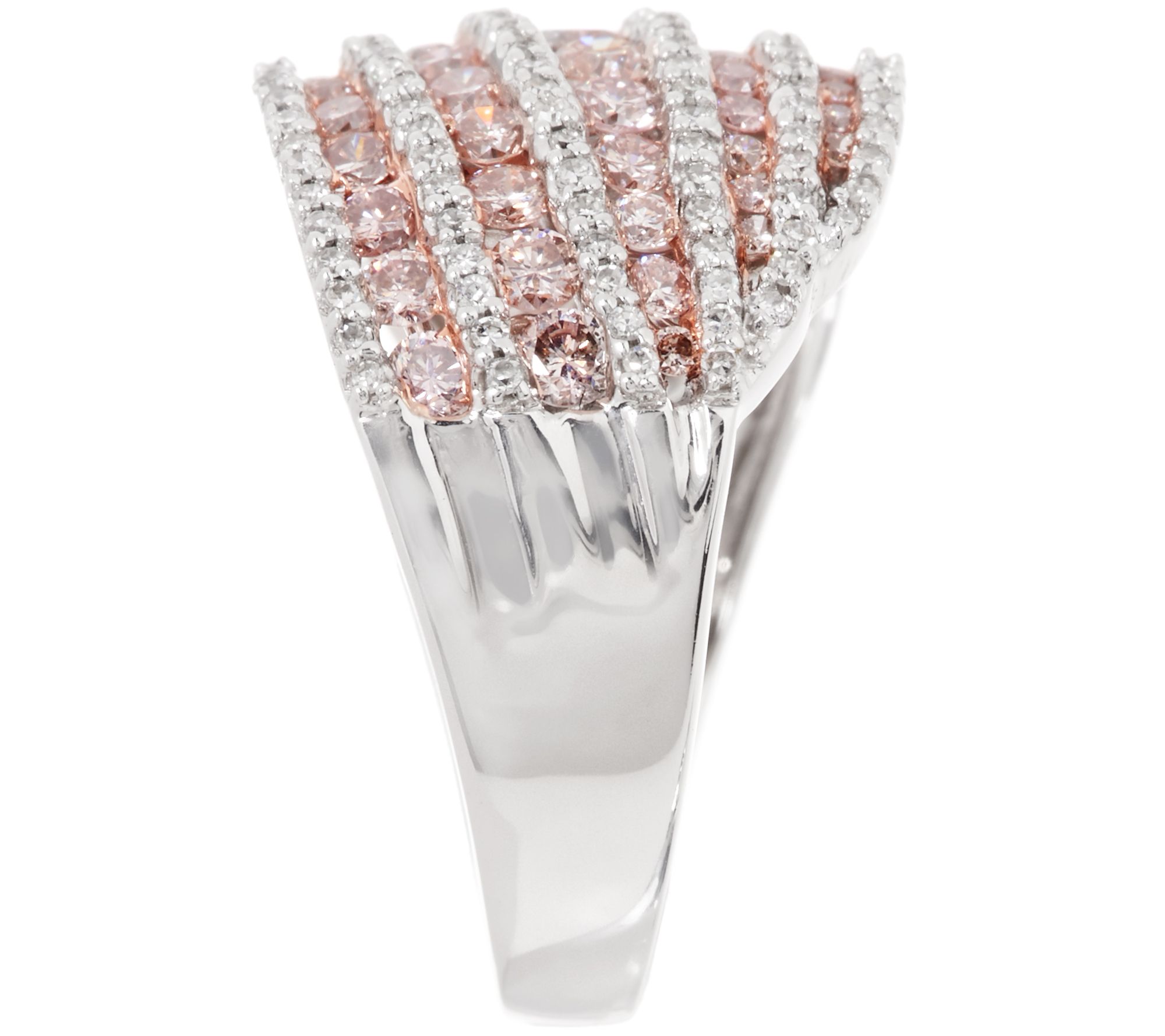 Natural Pink & White Diamond Wide Band Ring 14K, 1.50 cttw by Affinity ...