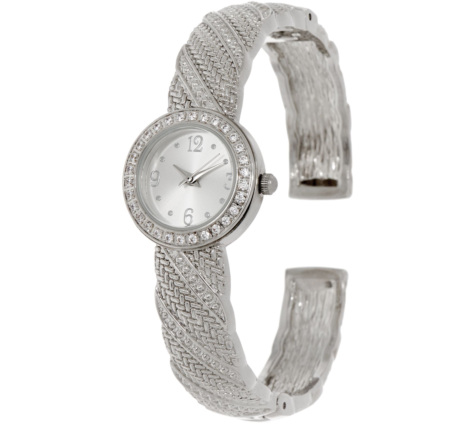 "As Is" Diamonique Textured Bangle Watch - QVC.com