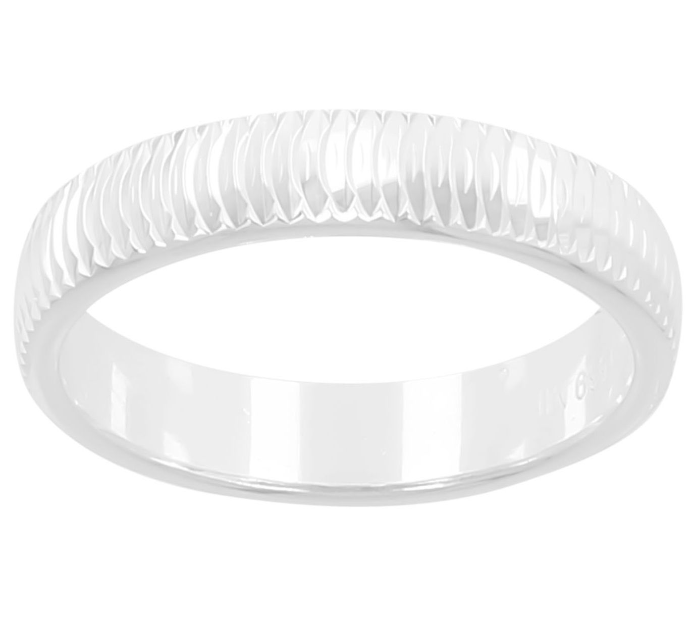 UltraFine Silver Ribbed 4mm Band Ring - QVC.com