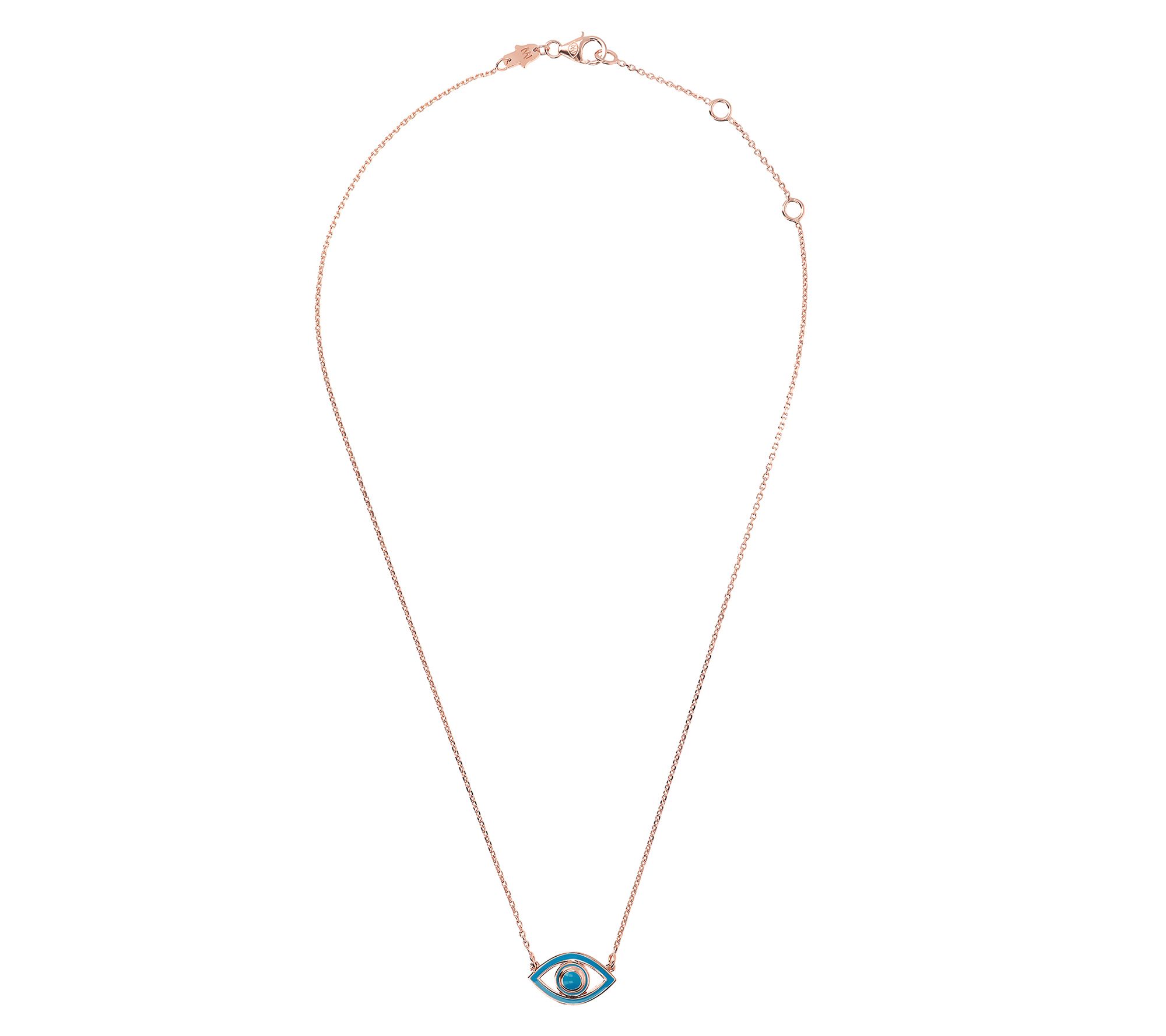 Netali Nissim Enamel Evil Eye Necklace, 18K Ros e Gold Plated - QVC.com