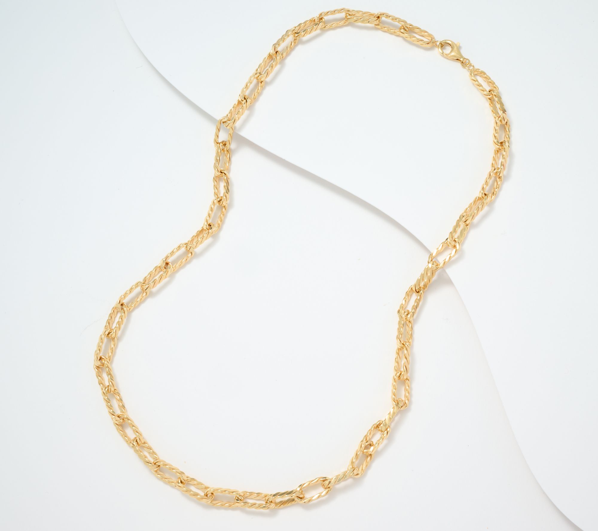 Adorna 14K Gold Textured Paperclip 22" Necklace, 17g - QVC.com