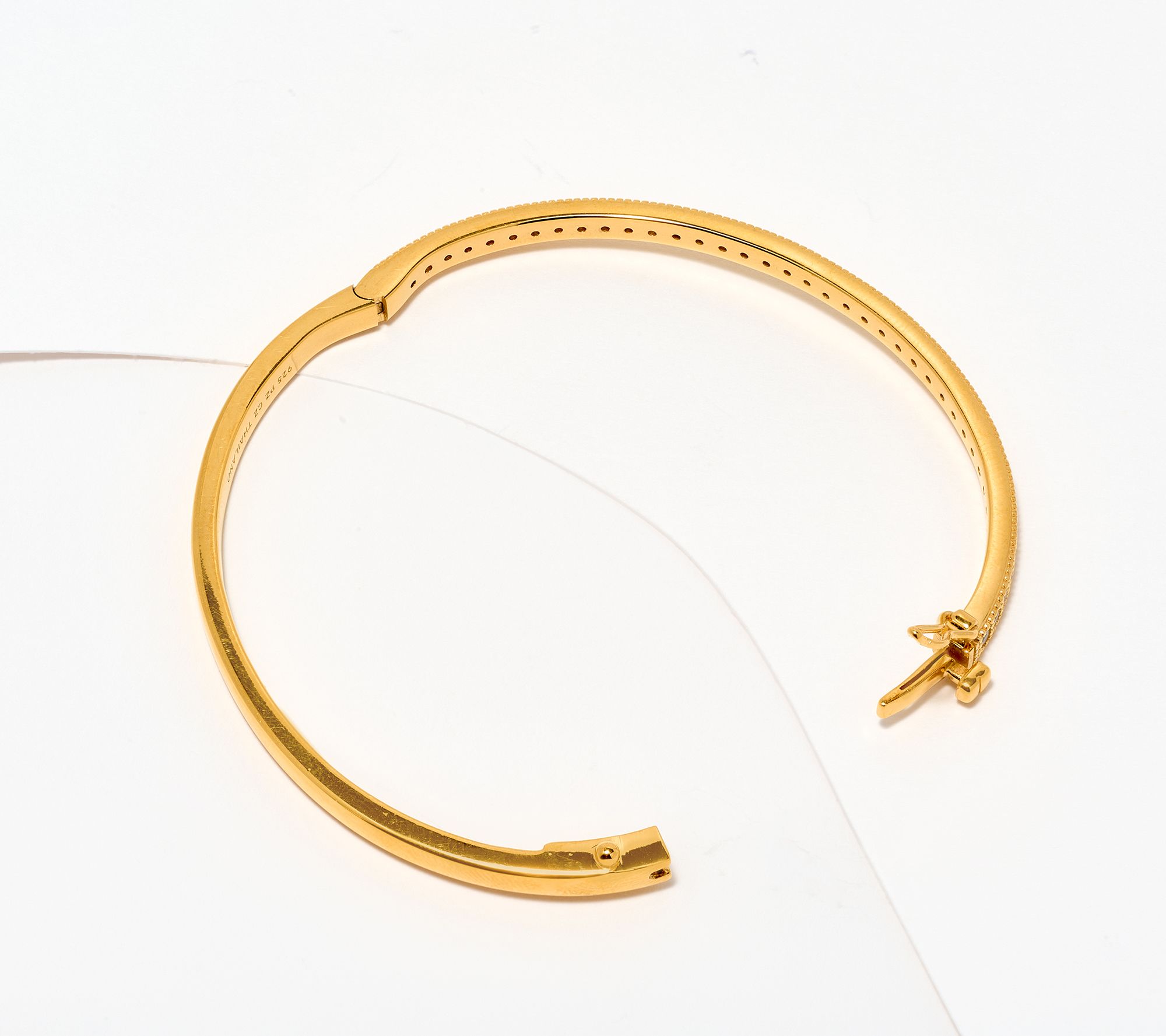 Diamonique Pave Hinged Bangle Bracelet, Sterling Silver - QVC.com