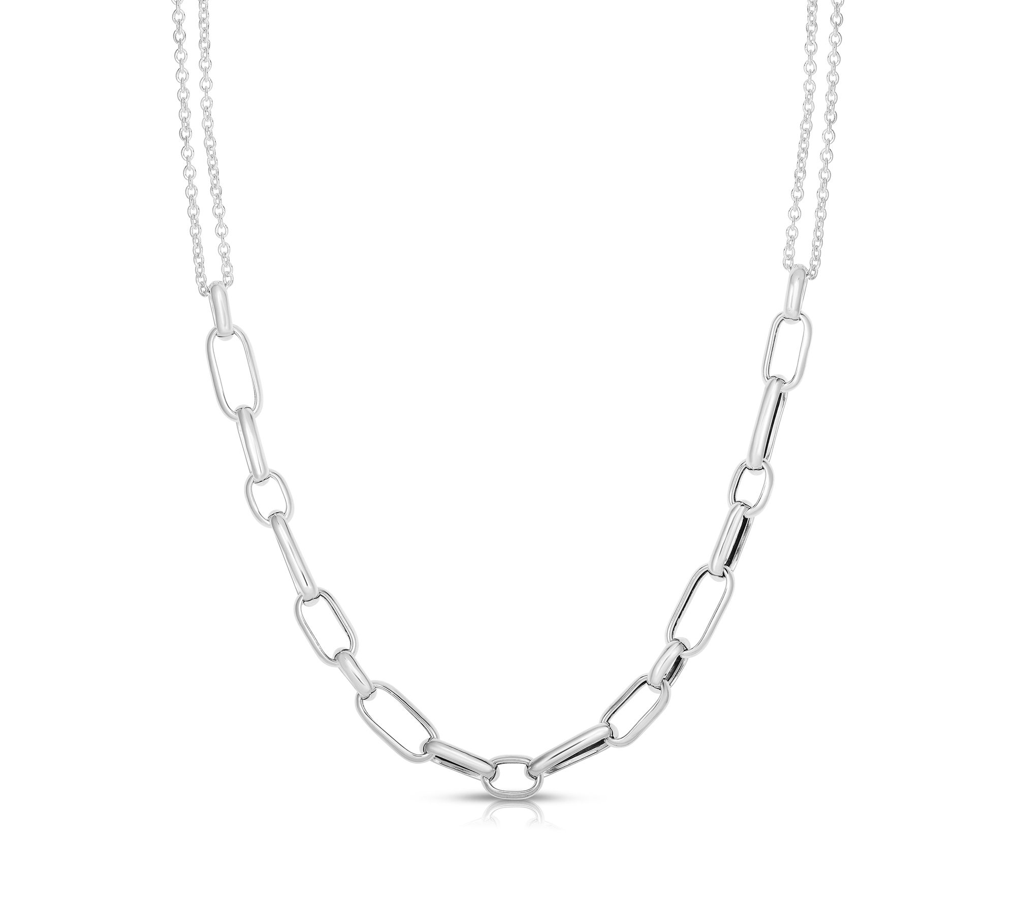 Italian Silver Oval & Rolo Link Chain Necklace,Sterling - QVC.com
