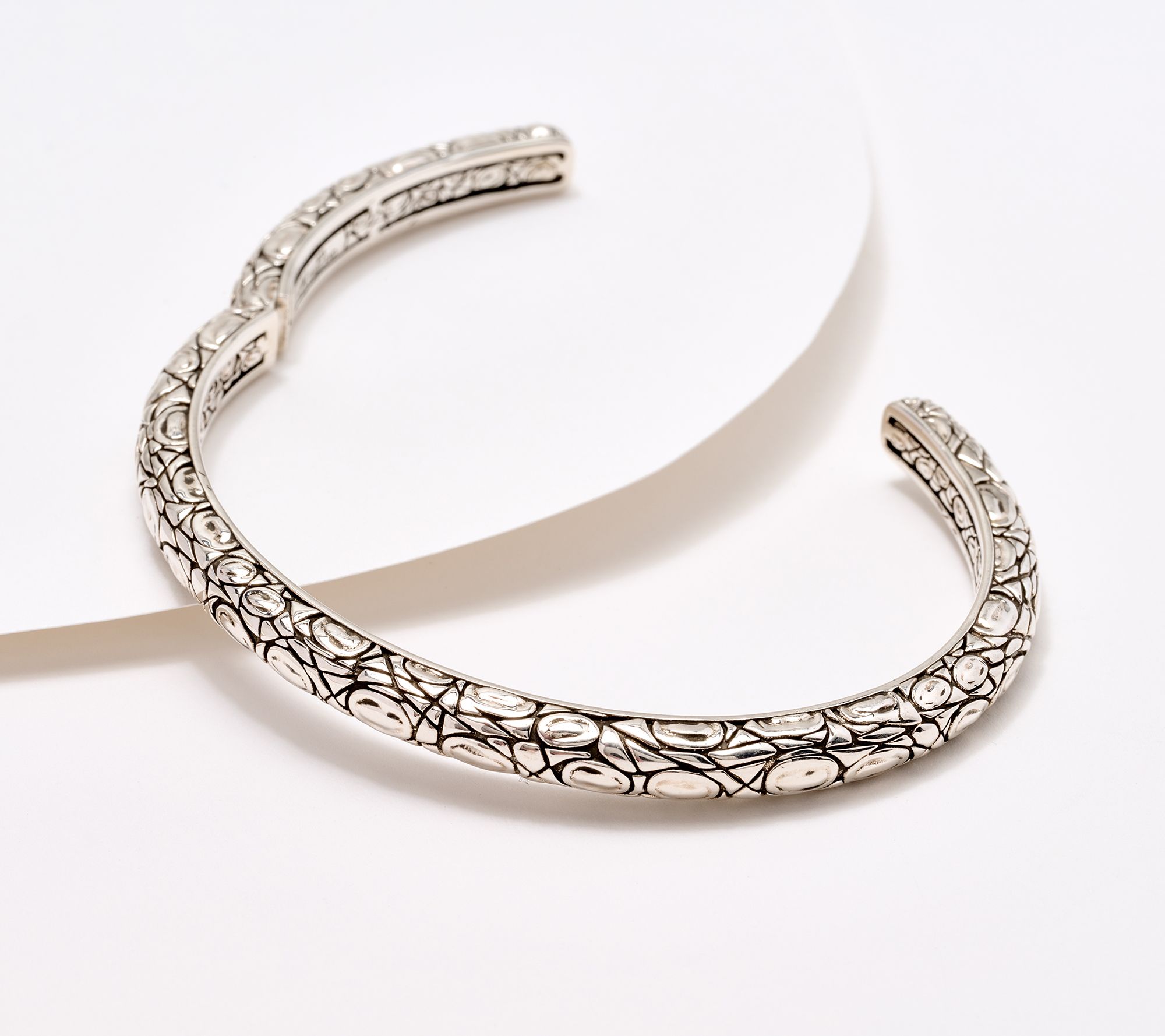 "As Is" JAI Sterling Silver Signature Textured Cuff 23.5-26.6g - QVC.com