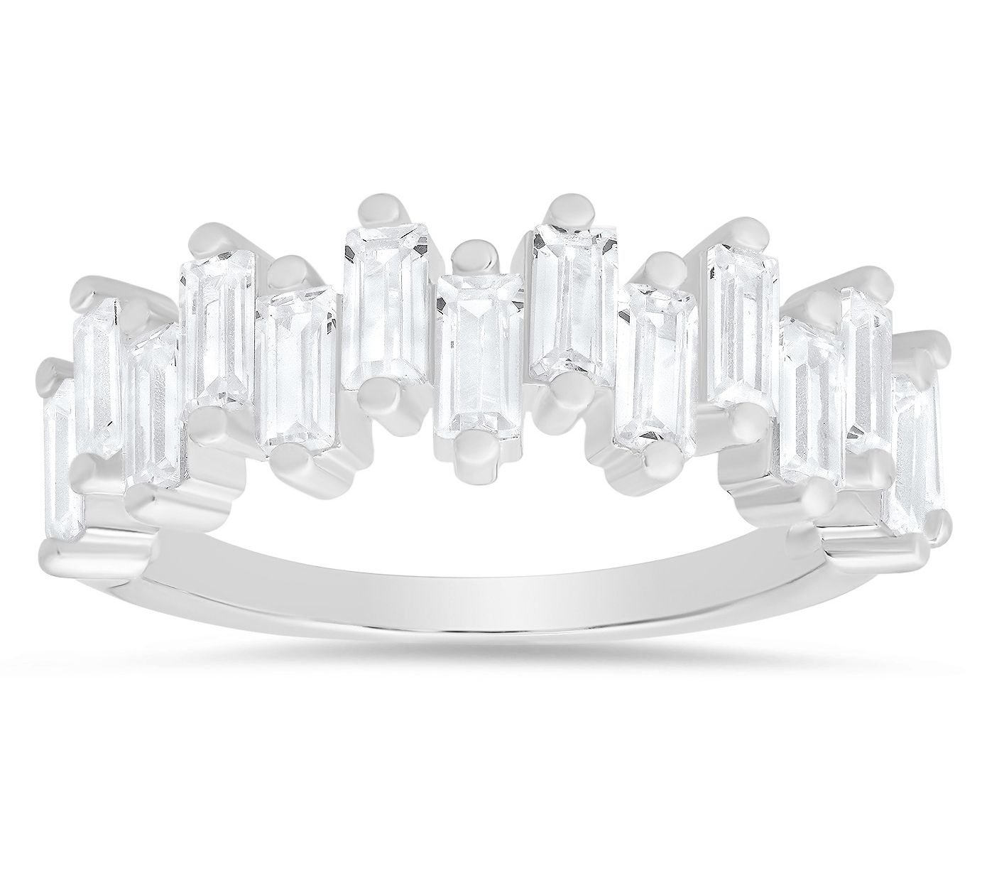 Sterling Silver Abstract Baguette-Cut Band Ring - QVC.com
