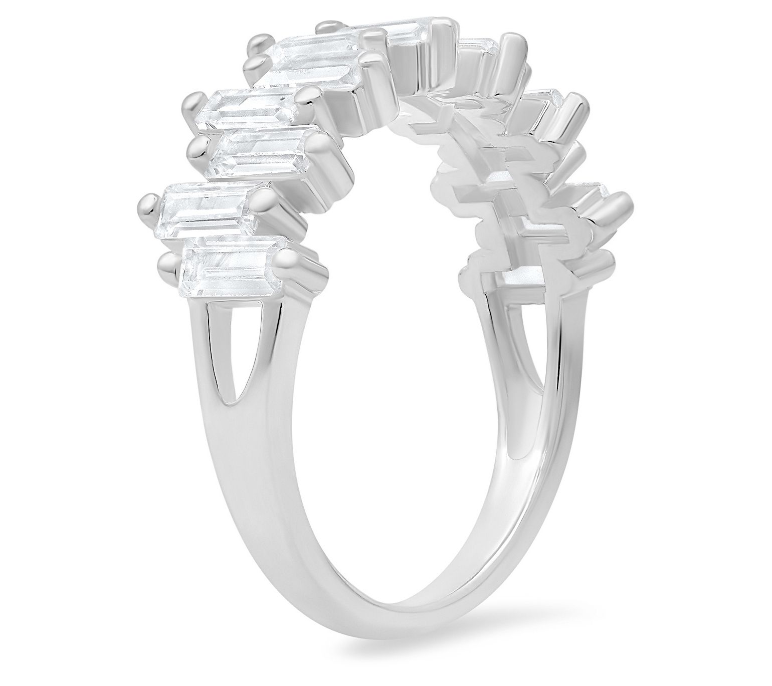 Sterling Silver Abstract Baguette-Cut Band Ring - QVC.com