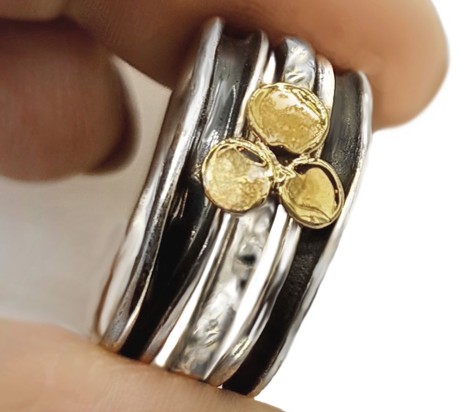 Hagit Sterling Silver & 14K Gold Set of 3 Stacking Rings - QVC.com