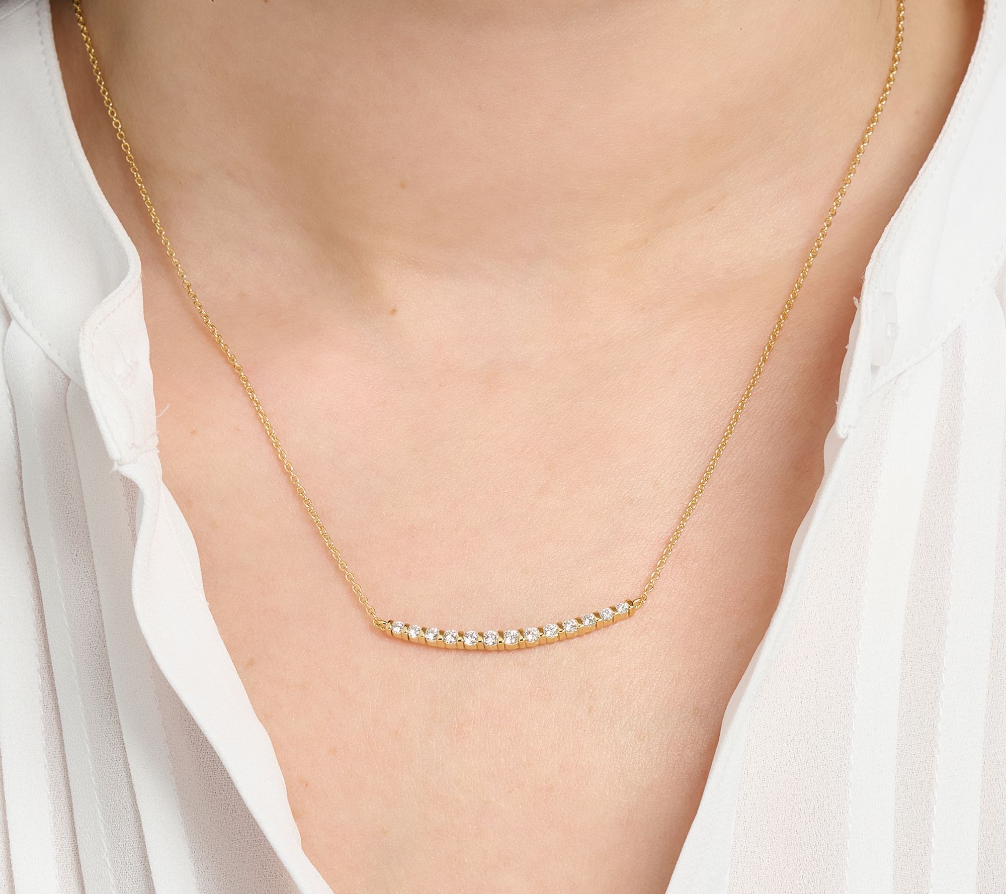 Fire Light Lab Grown Diamond 0.5 cttw Graduated Smile Necklace - QVC.com