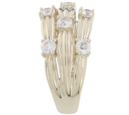 Diamonique Sterling or 14K Gold Clad Textured Band Ring - QVC.com