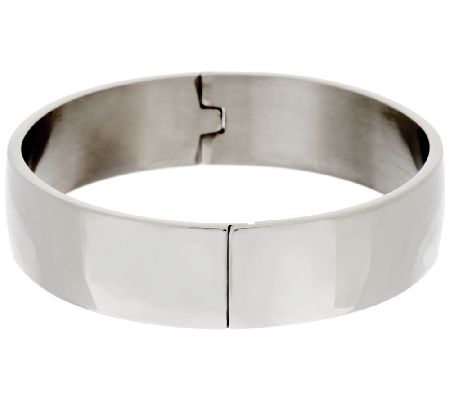 "As Is" Stainless Steel Bold Polished Hinged Bangle Bracelet - QVC.com