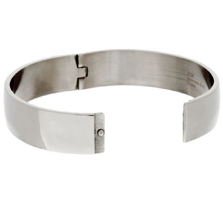 "As Is" Stainless Steel Bold Polished Hinged Bangle Bracelet - QVC.com