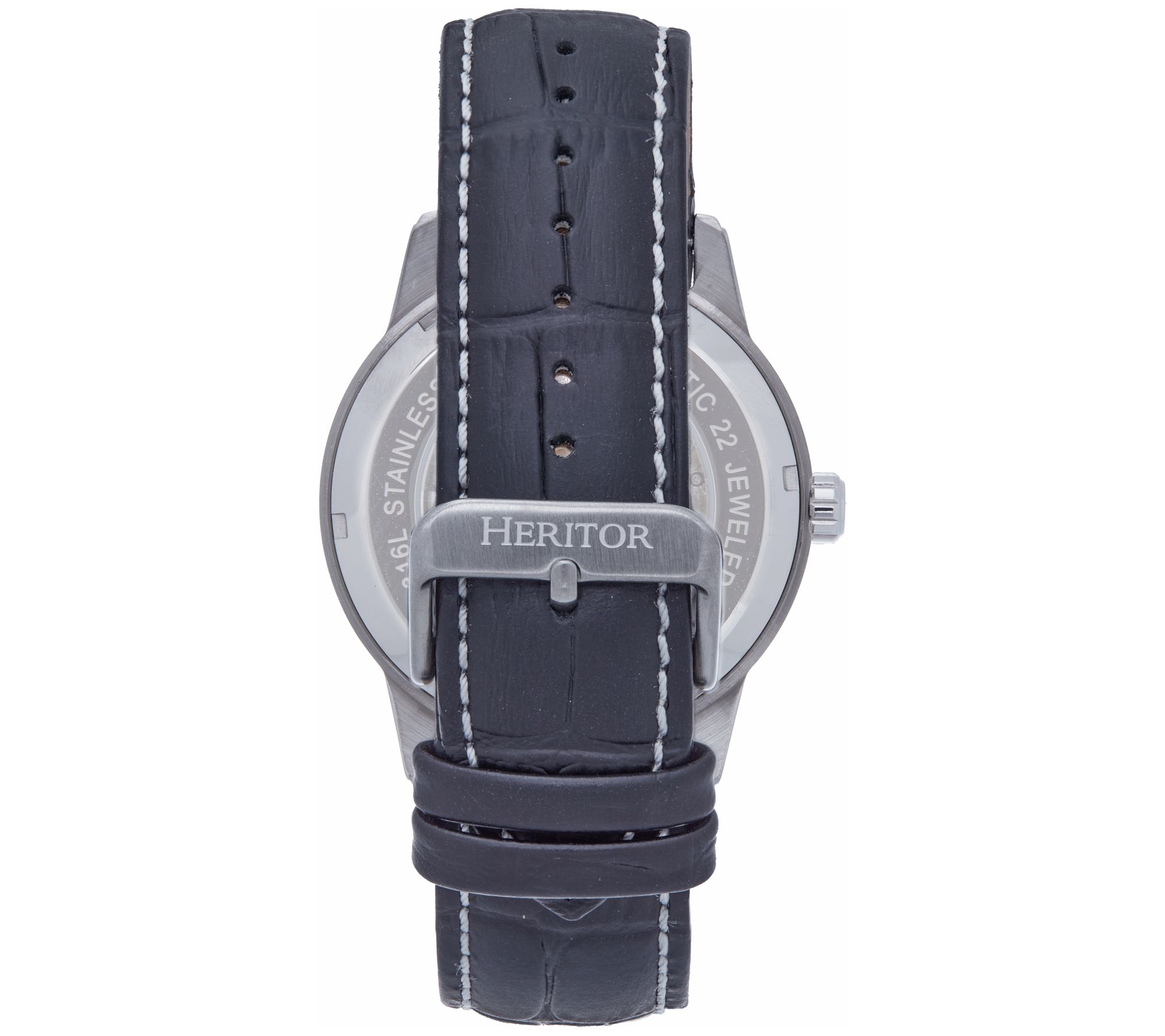 Heritor Automatic Men's Davies Stainless Leather Strap Watch - QVC.com