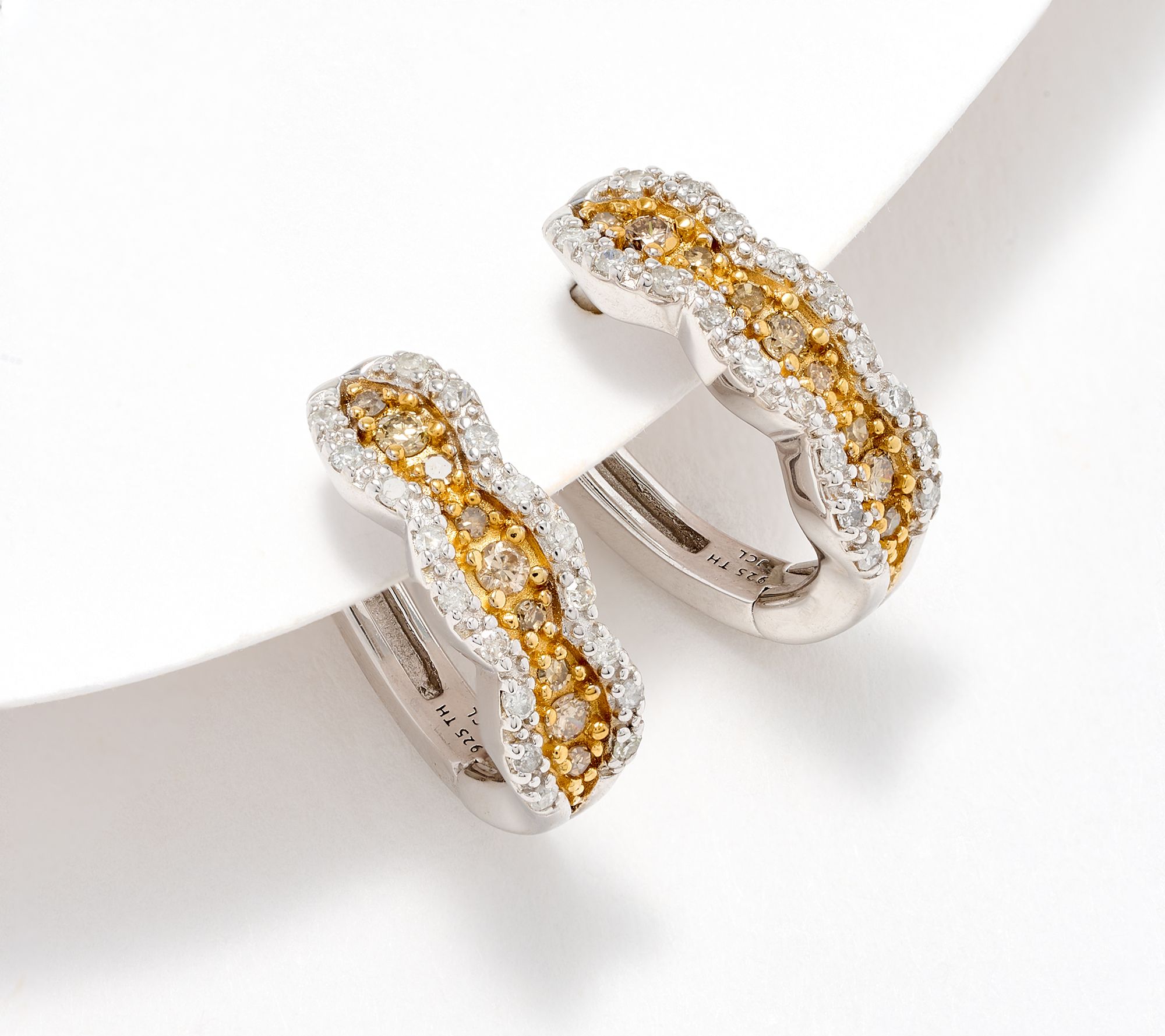 Affinity Diamonds 0.3 cttw Triple Scallop Huggie Hoops, Sterling - QVC.com