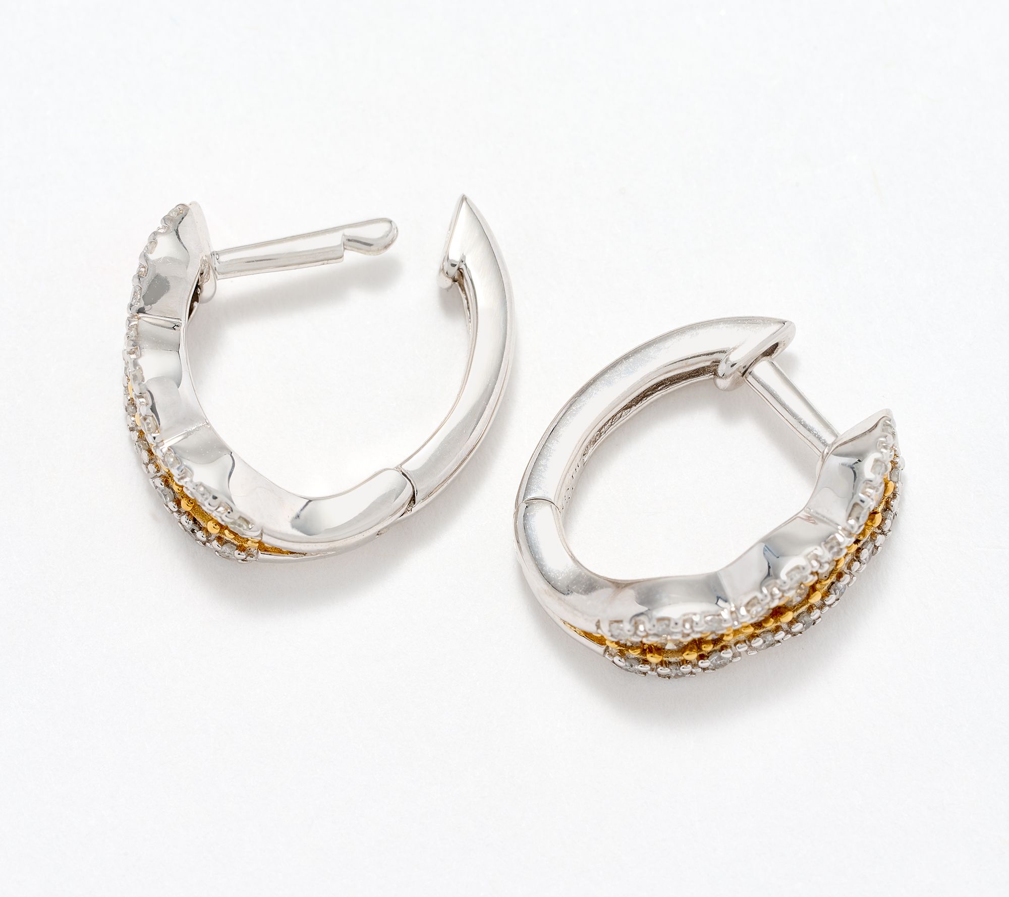 Affinity Diamonds 0.3 cttw Triple Scallop Huggie Hoops, Sterling - QVC.com