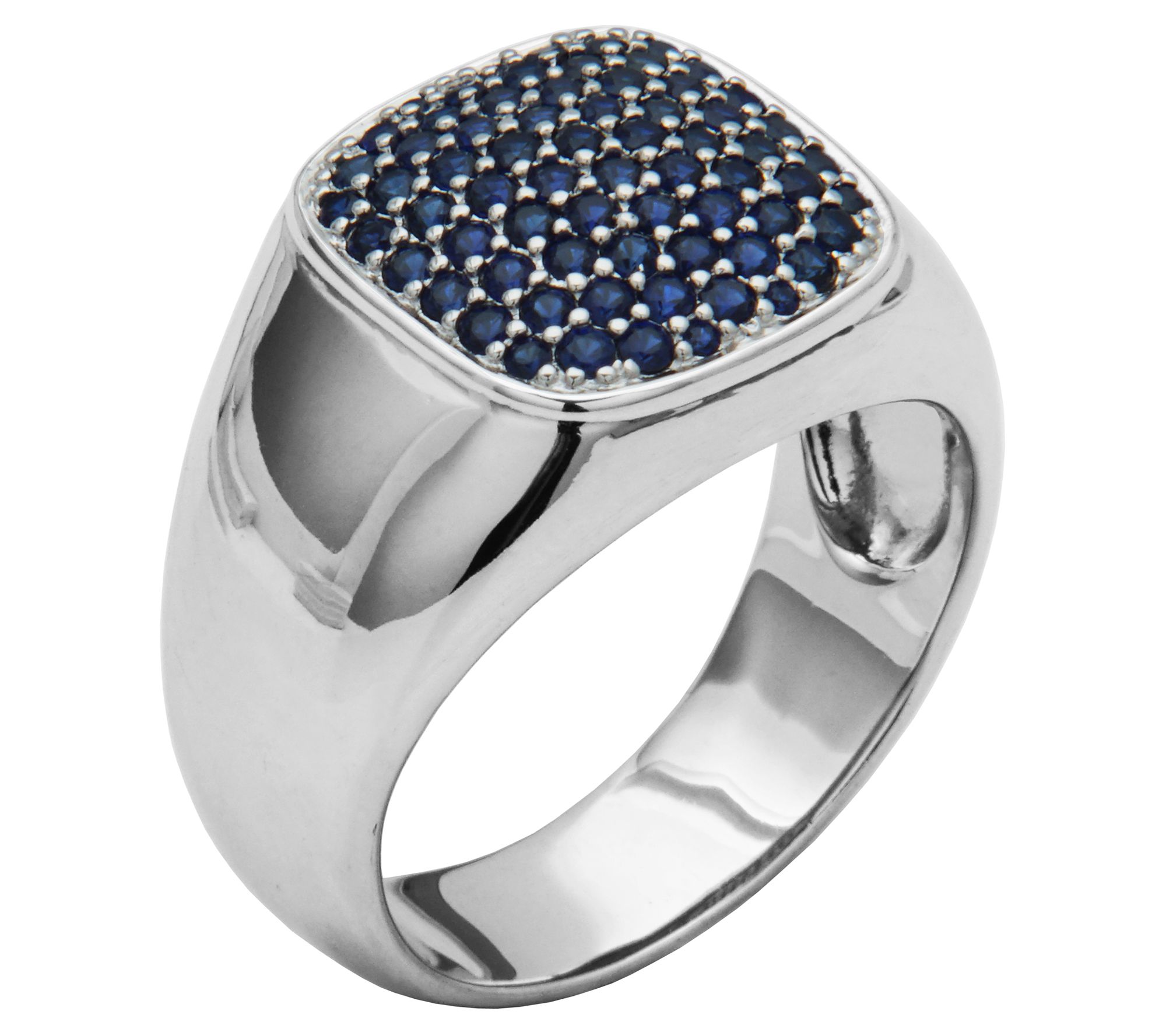 Men's Created Pave Created Sapphire Signet Ring, Sterling - QVC.com