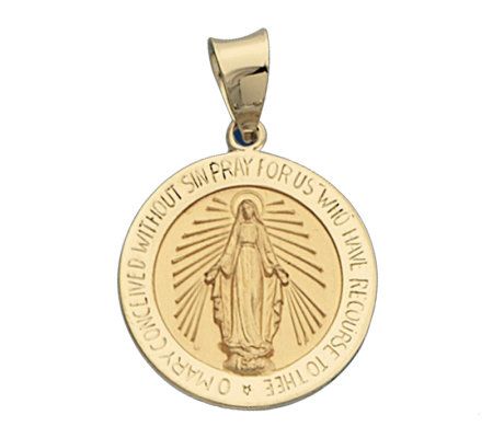 14K Yellow Gold Miraculous Medal — QVC.com