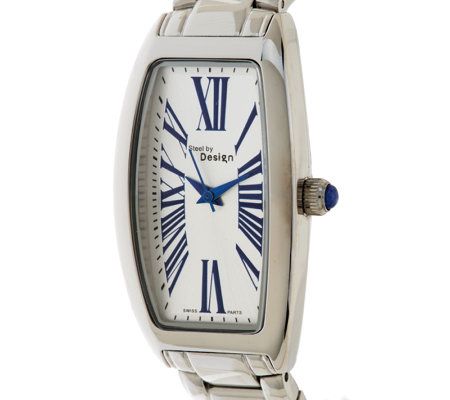 Steel by Design Elongated Watch with Swiss Movement - QVC.com
