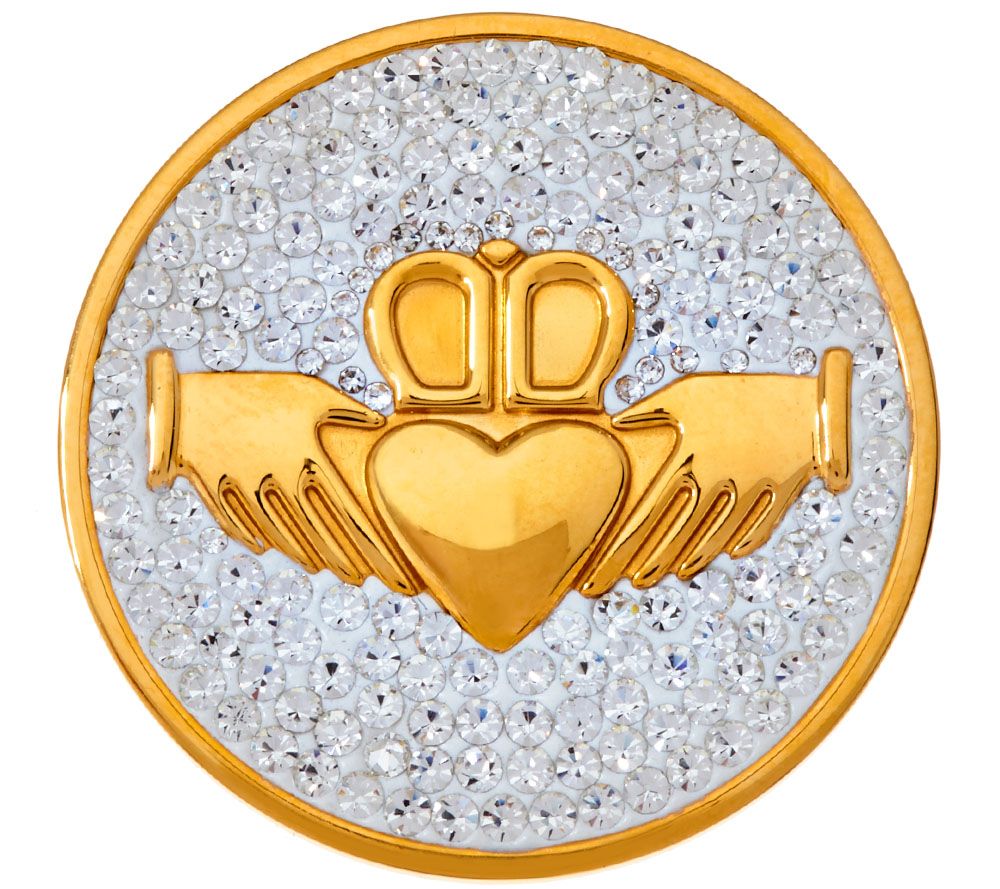 "As Is" Killarney Crystal Claddagh Coin Disk - QVC.com