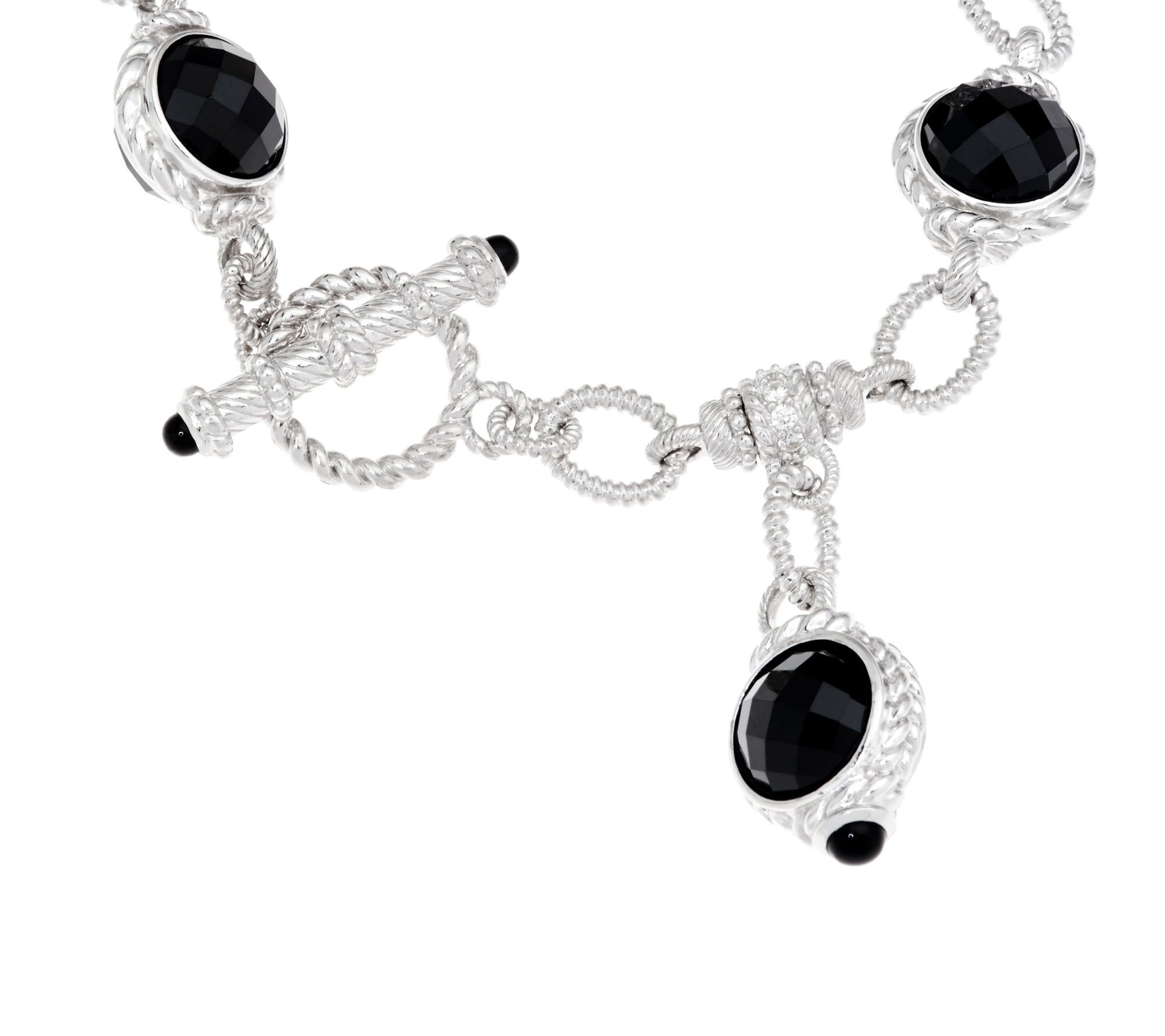 Judith Ripka 7-1/4" Sterling Faceted Black Spinel Link Bracelet - QVC.com
