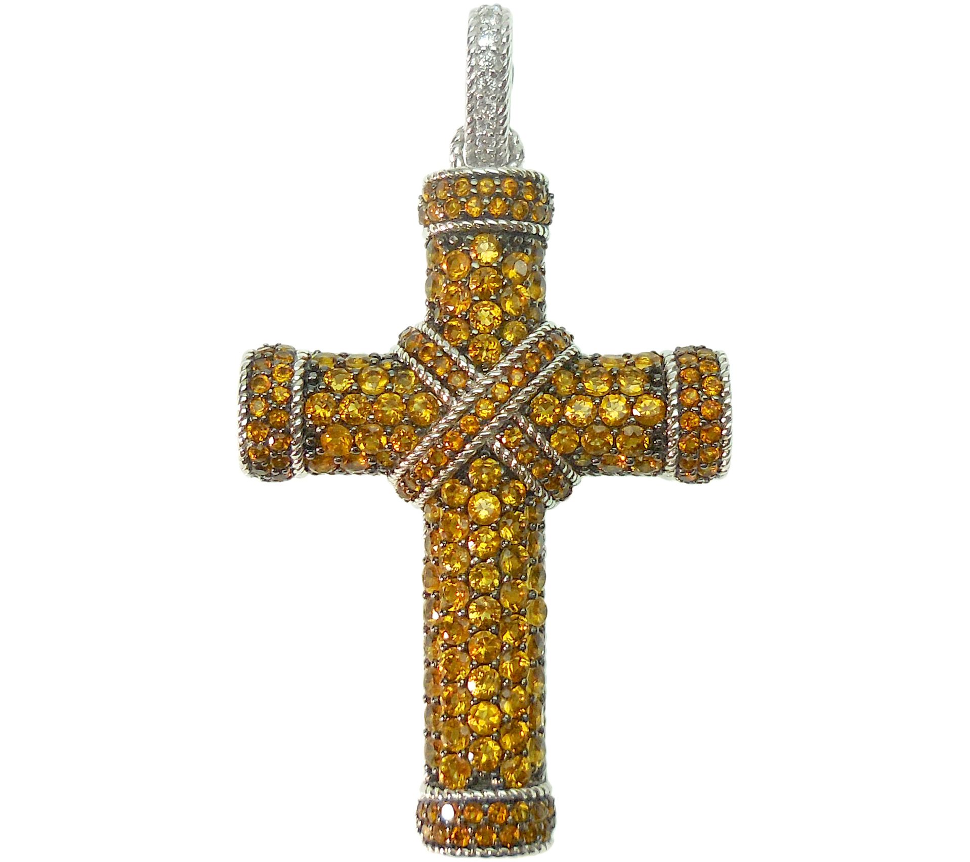 Judith Ripka Sterling Pave Citrine Cross Enhancer - QVC.com