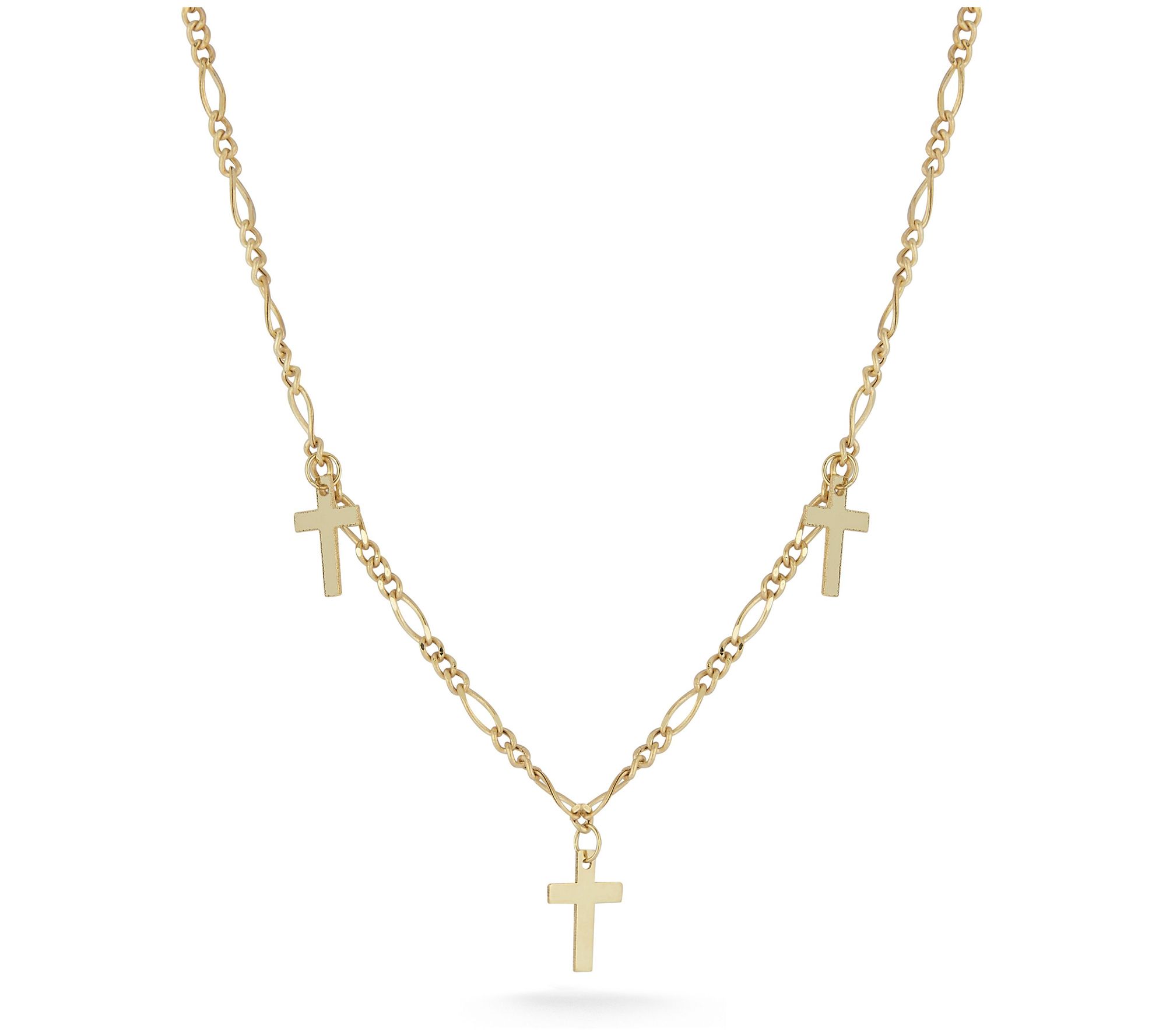 Italian Gold Triple Cross Figaro Necklace, 14K - QVC.com