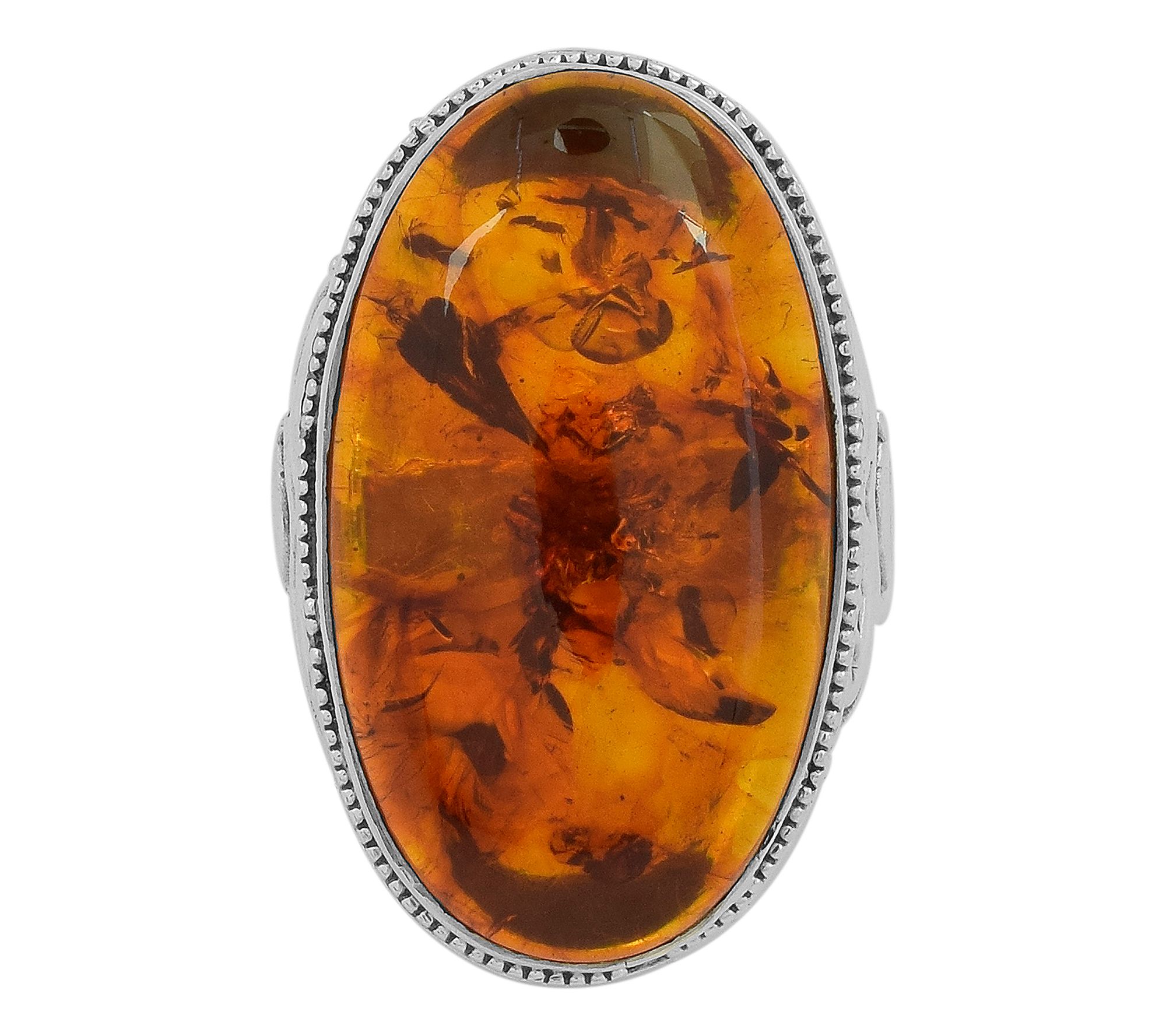 Artisan Crafted Sterling Silver Amber SolitaireRing - QVC.com