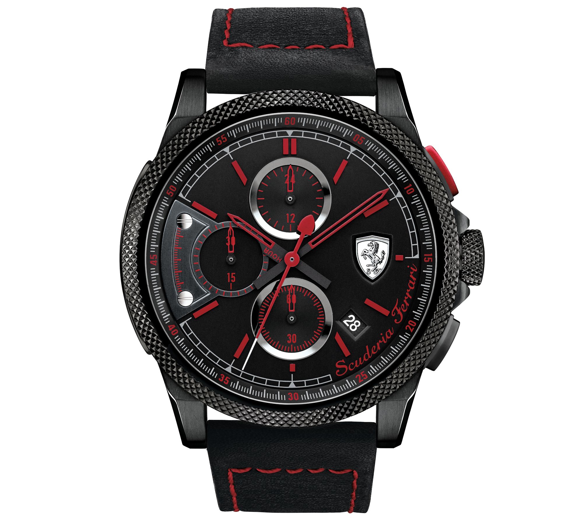 Ferrari Men's Black LEather Strap Formula Italias Watch - QVC.com
