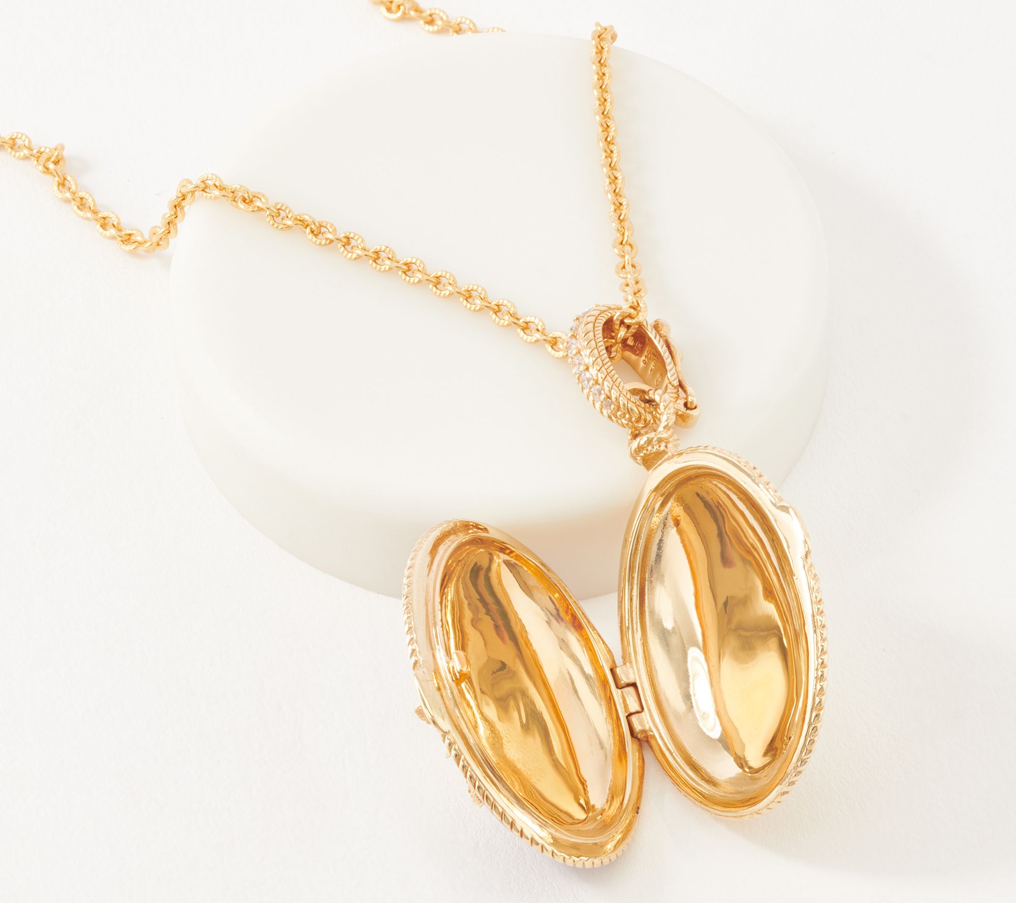 "As Is" Judith Ripka 14k Gold Clad Enamel Locket Necklace - QVC.com
