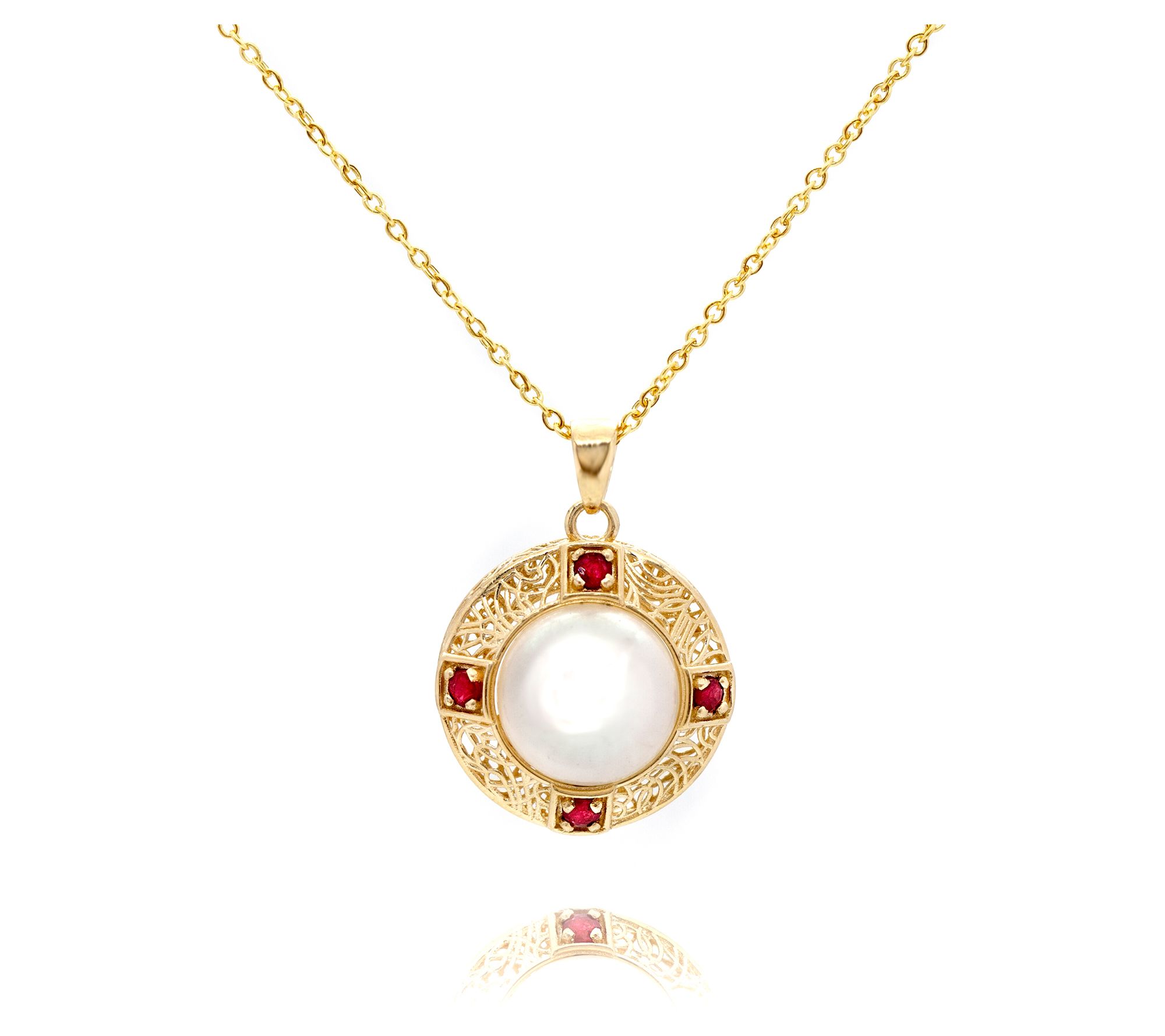 Adi Paz 14K Gold Cultured Pearl & Ruby Pend ant w/ Chain - QVC.com