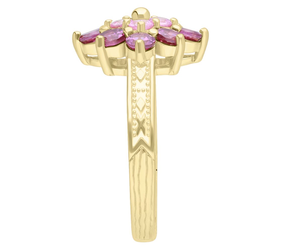 Ariva 18K Gold Clad Rhodolite Dahlia Ring - QVC.com