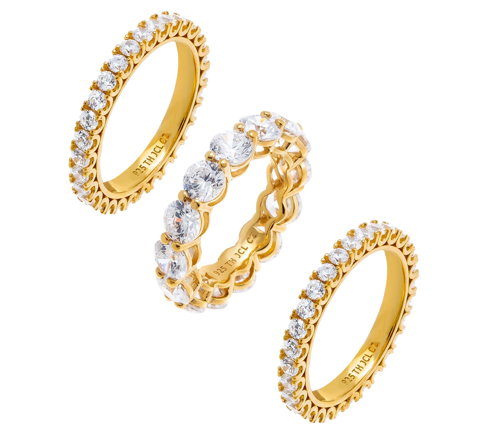 Diamonique 9.25 cttw Eternity Bridal Ring Set,14K Gold Plated - QVC.com