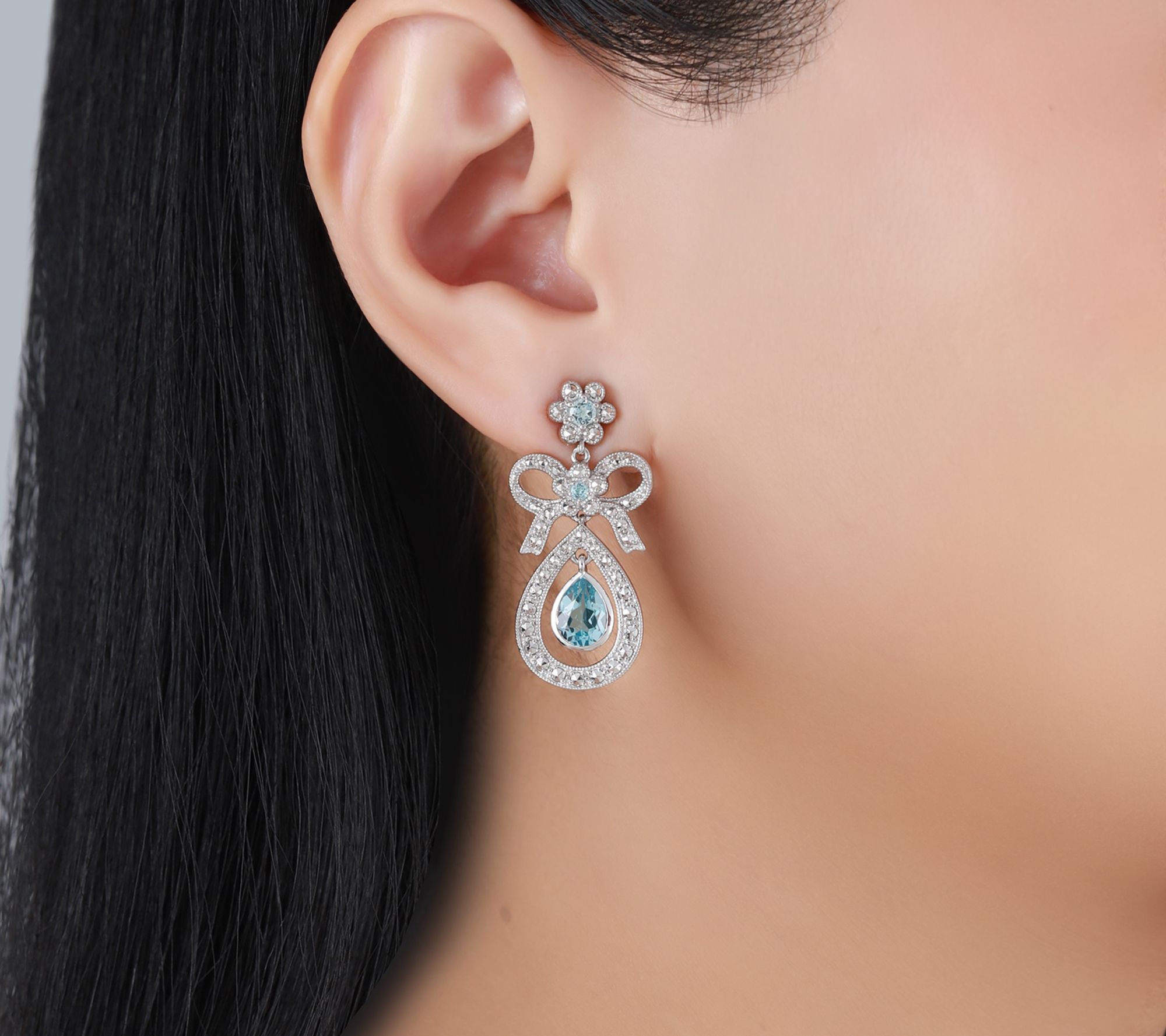 Dallas Prince Sterling Chrome Marcasite & TopazDrop Earrings - QVC.com