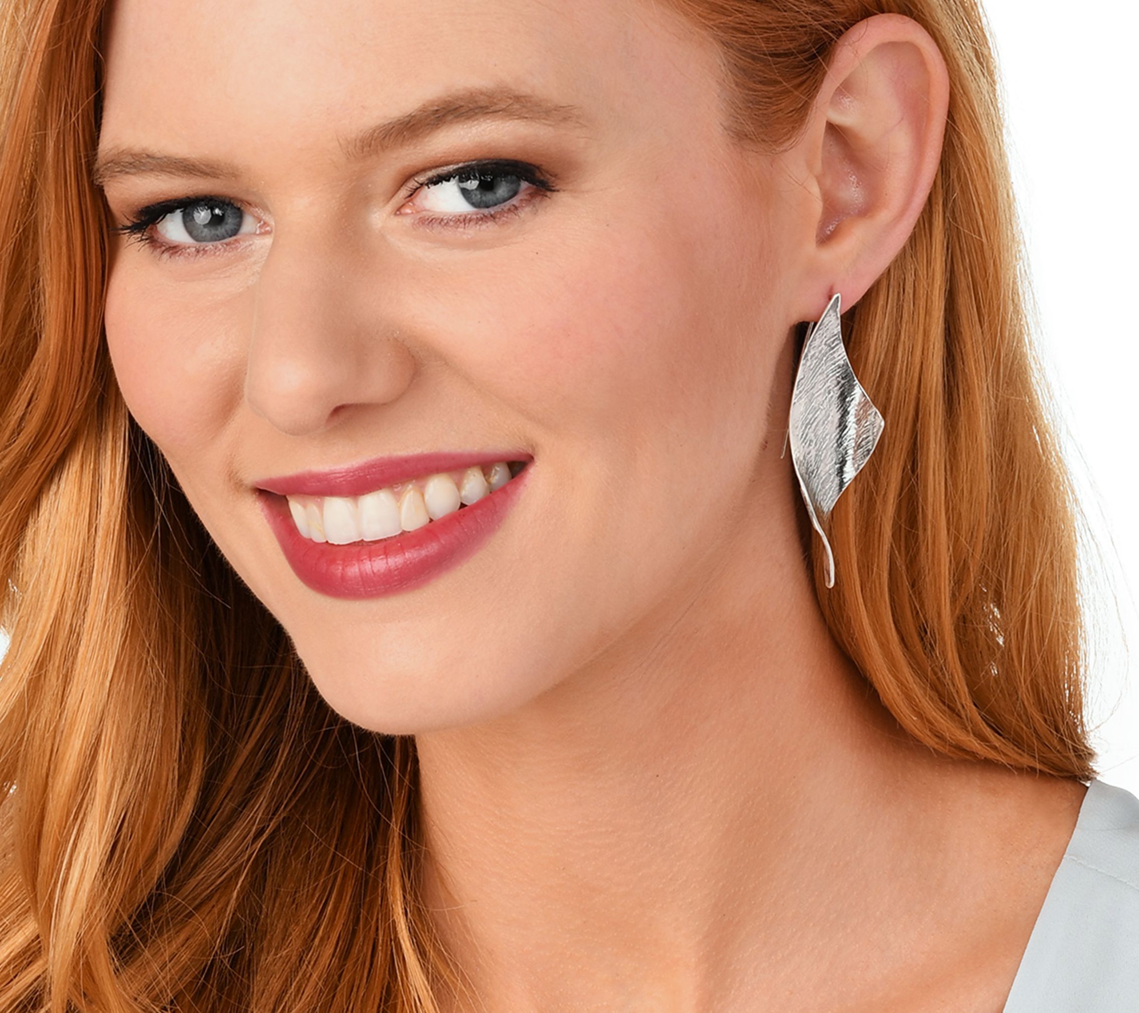 Or Paz Sterling Elongated Sculpted Earrings - QVC.com