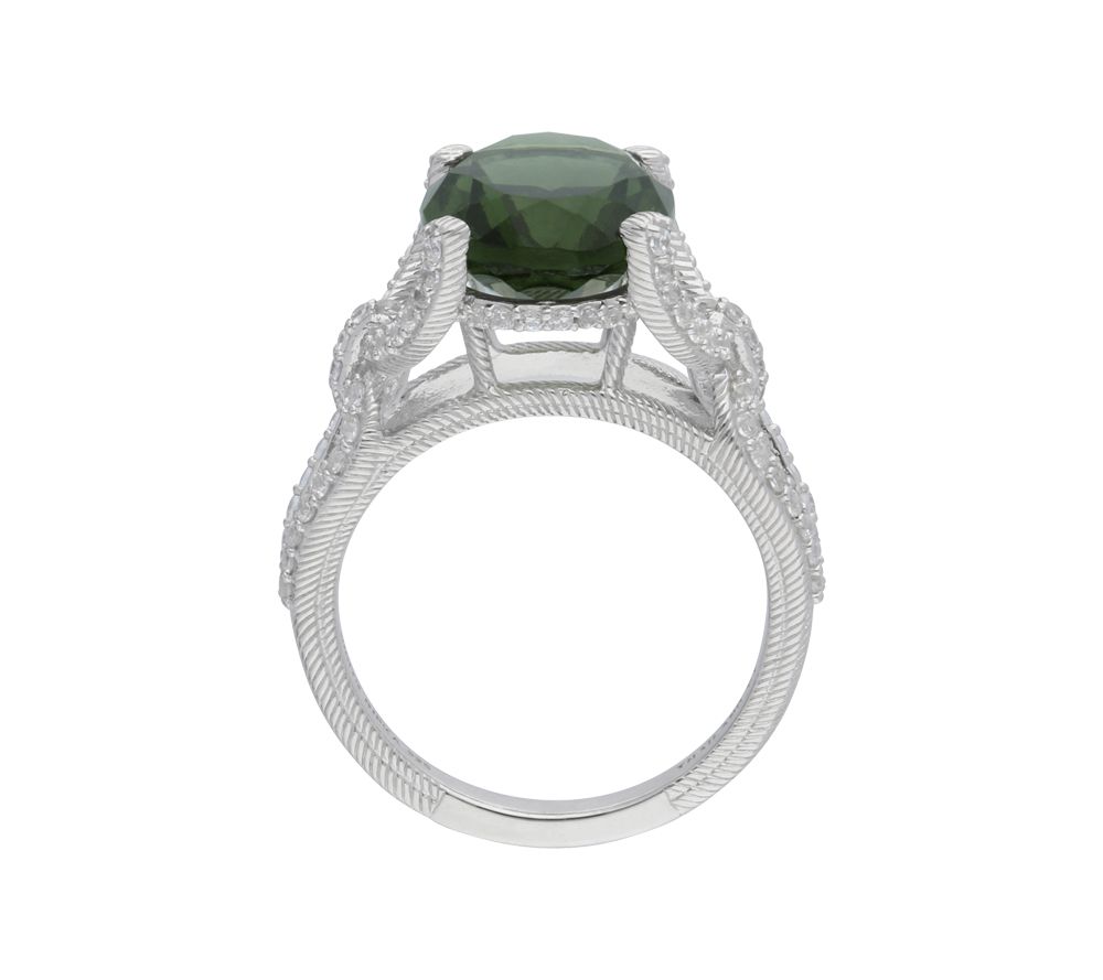 Judith Ripka Sterling 4.00 cttw Moldavite and Diamonique Ring - QVC.com